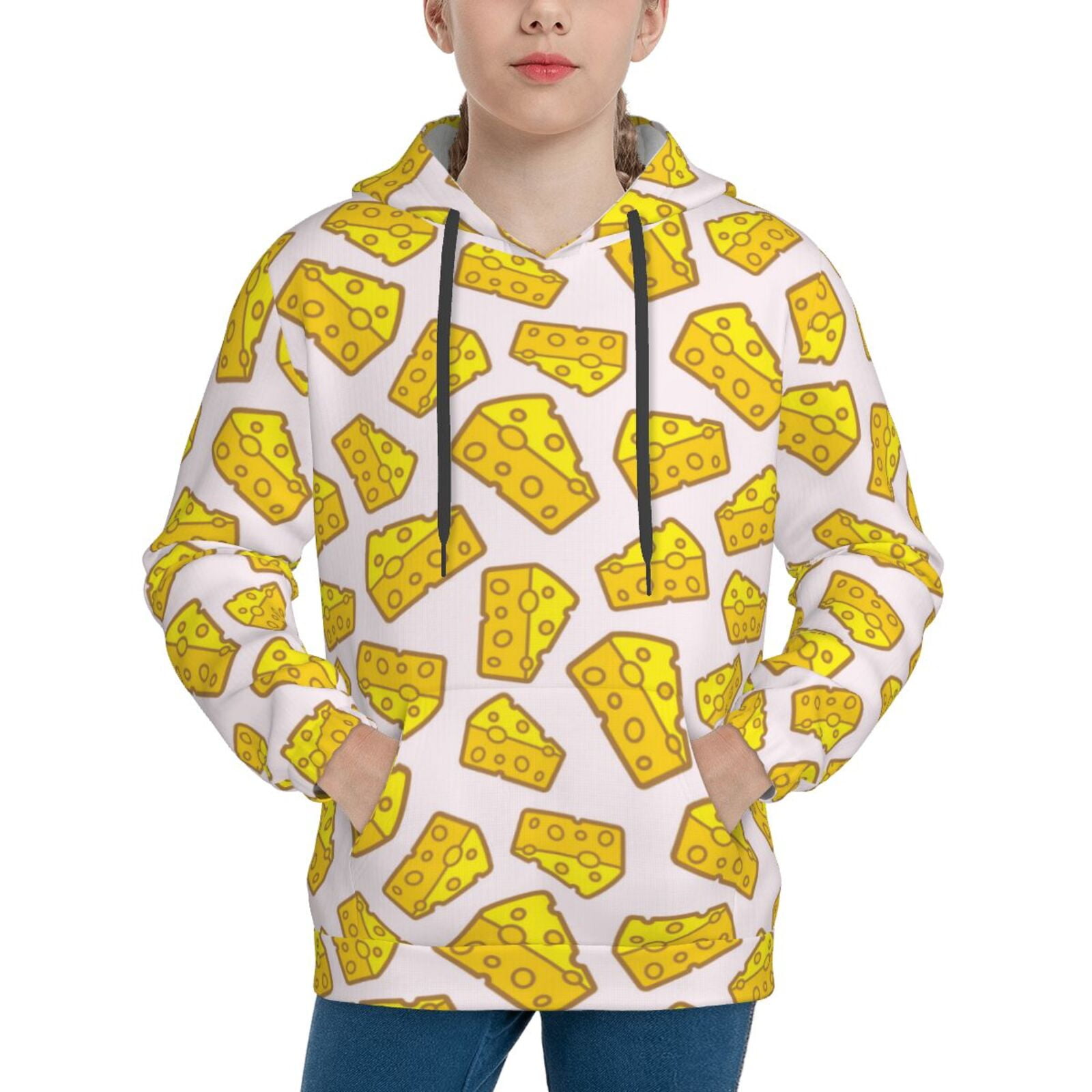 Balery Cheese Pattern Boys Hoodie, Youth Pullover Hooded Sweatshirt ...