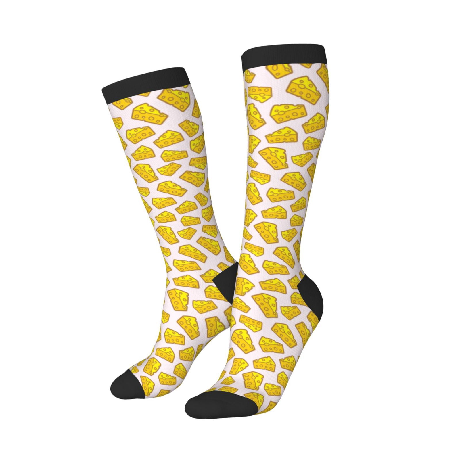Balery Cheese Printed Novelty Socks Men's Women's Crew Socks Sports ...