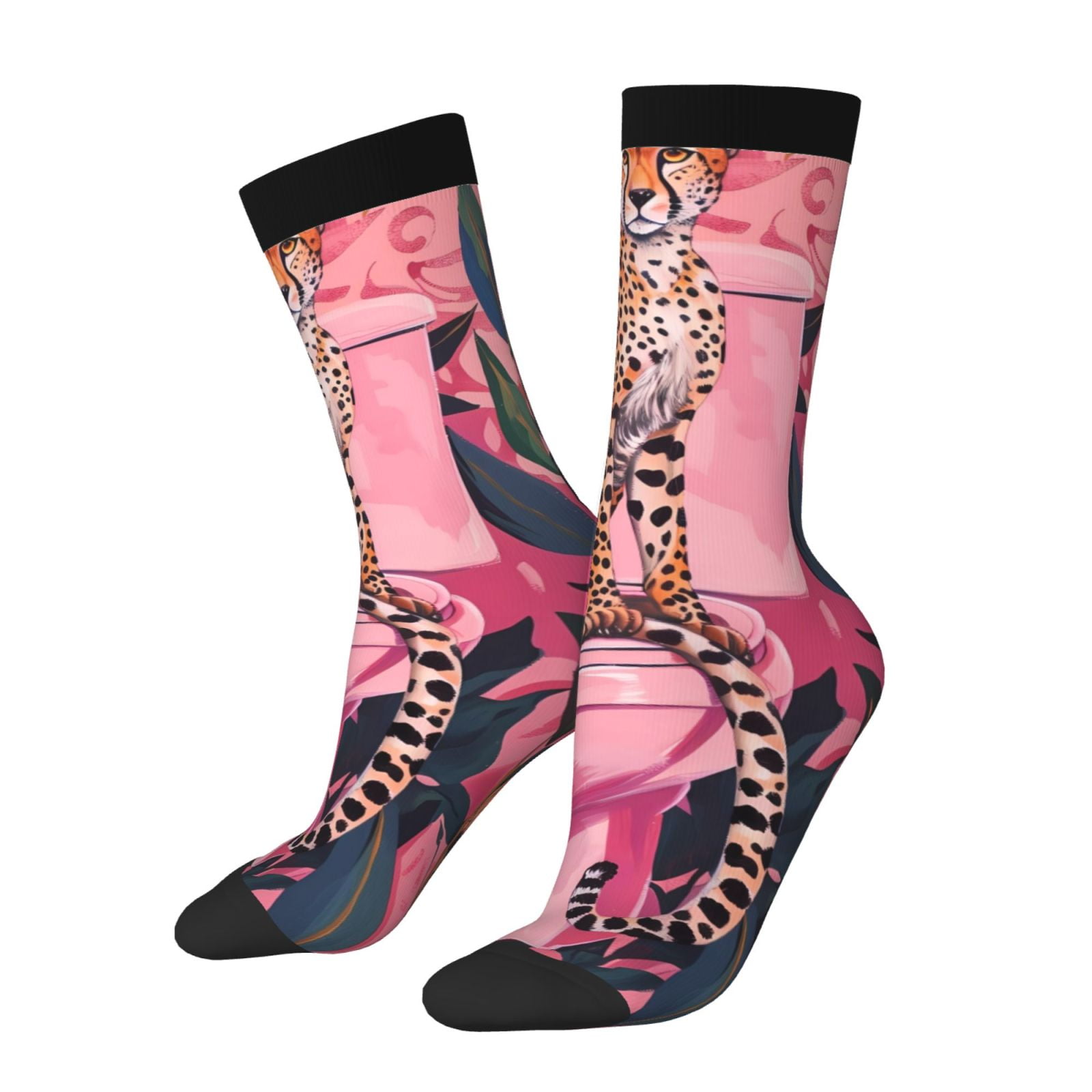 Balery Cheetah On Toilet Humor Art Pattern Crew Socks Unisex– Soft ...