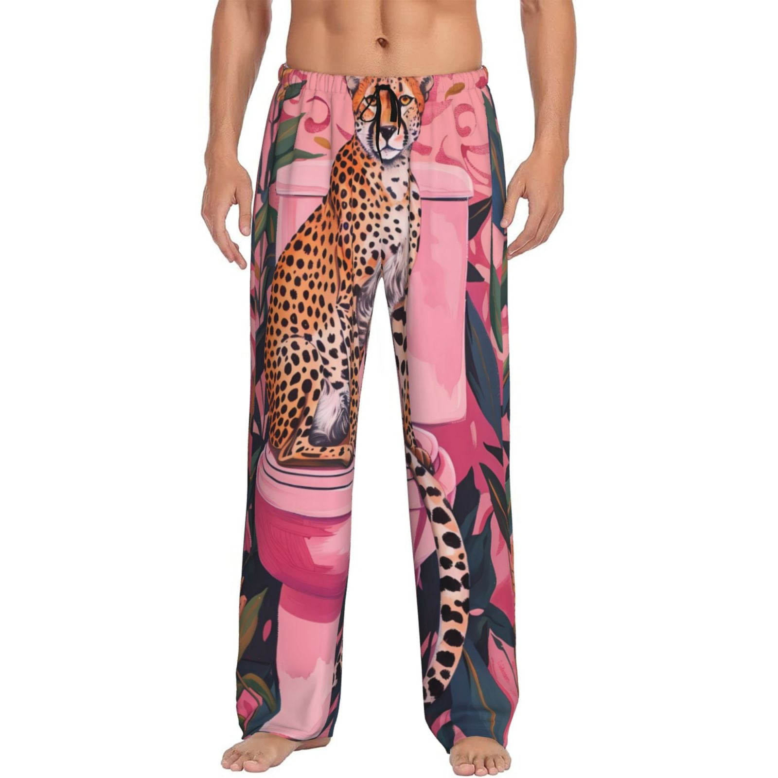 Balery Cheetah On Toilet Humor Art print Men's Pajama Pants,Ultra ...