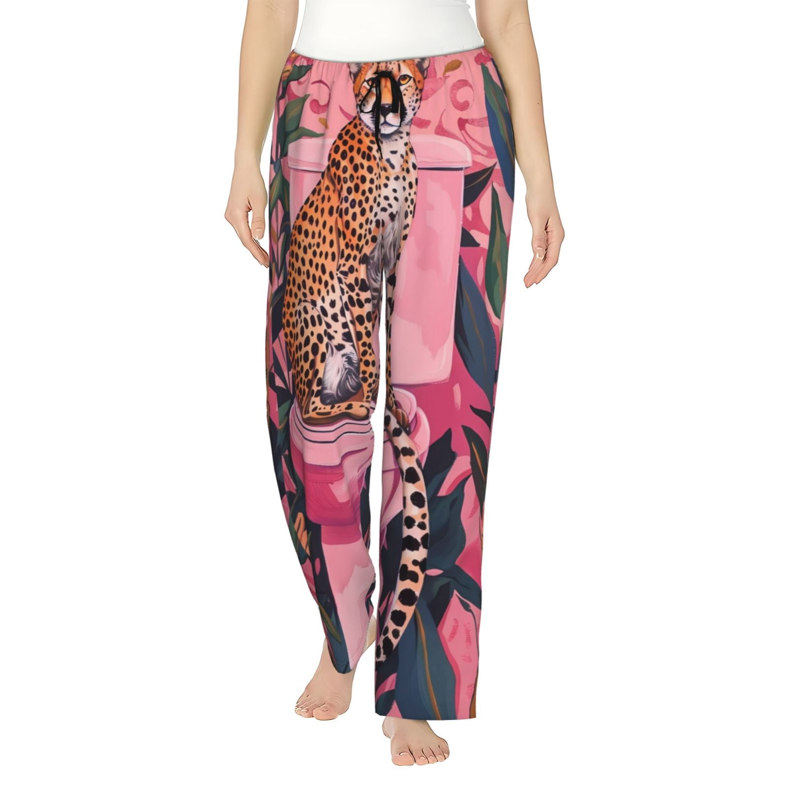 Balery Cheetah On Toilet Humor Art print Women's Pajama Pants,Ultra ...
