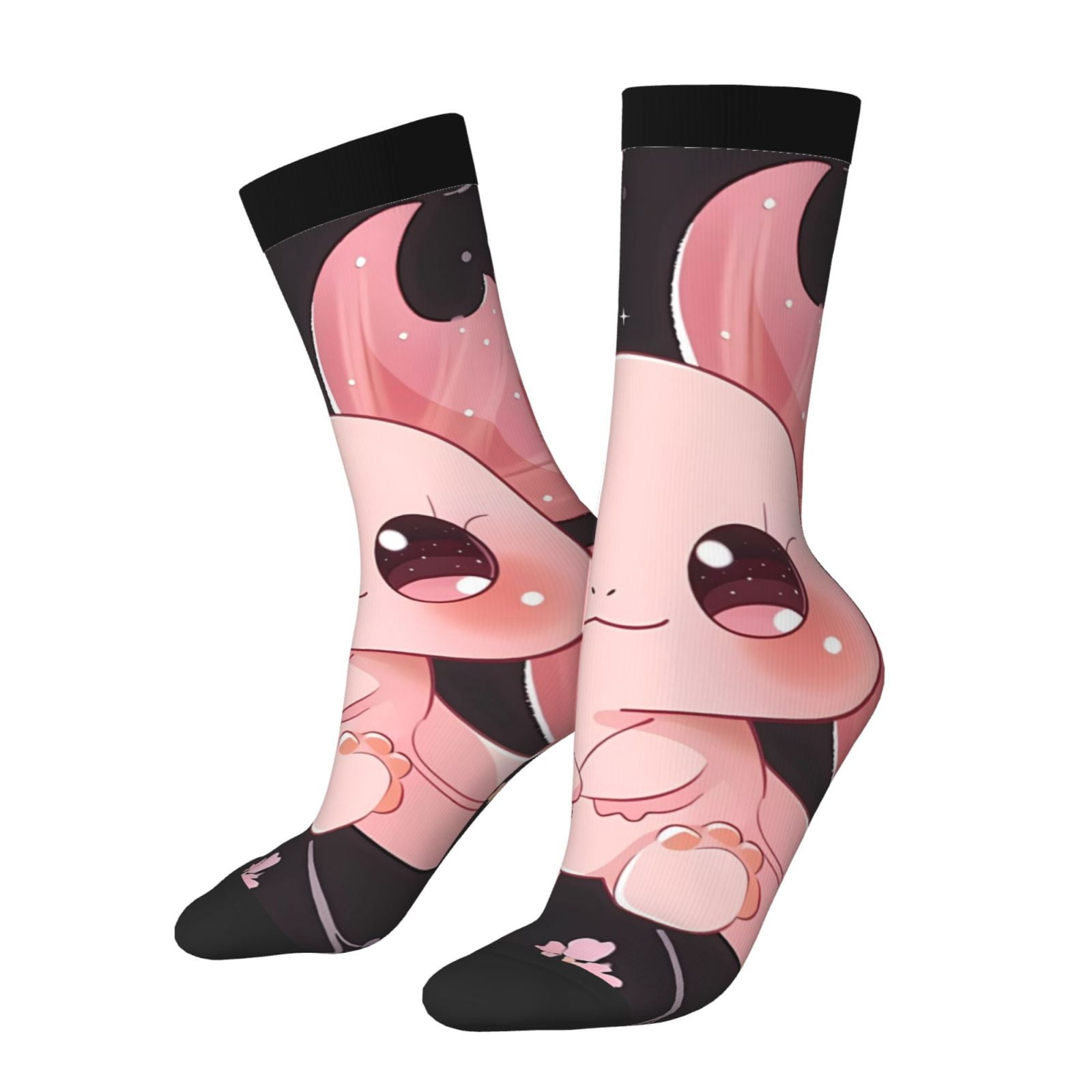 Balery Chibi Axolotl Sakura Fantasy Pattern Crew Socks Unisex– Soft ...