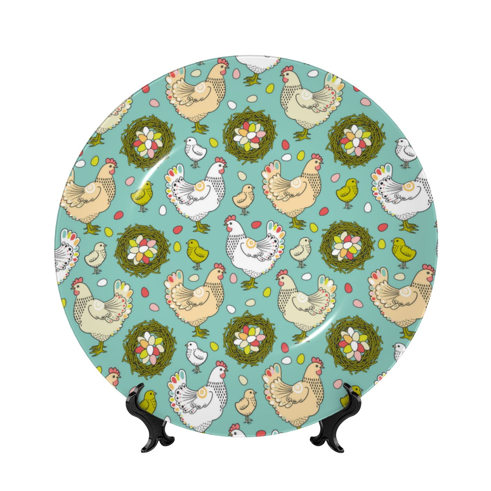 Balery Chicken Laying Eggs Print Bone China Decorative Plate Ceramic ...