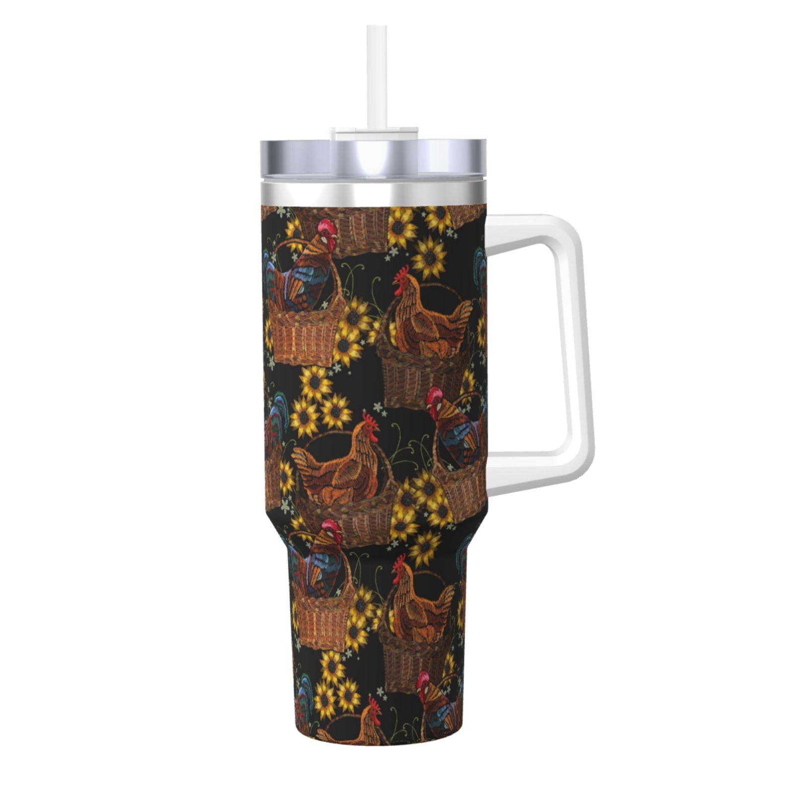 Balery Chicken Rooster Pattern 40oz Stainless Steel Tumbler Double Wall ...