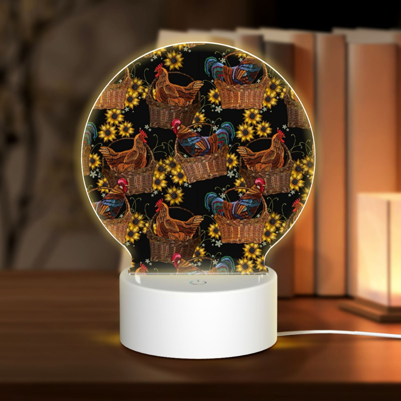 Balery Chicken Rooster Pattern Acrylic Night Light Gift with 3 Color ...