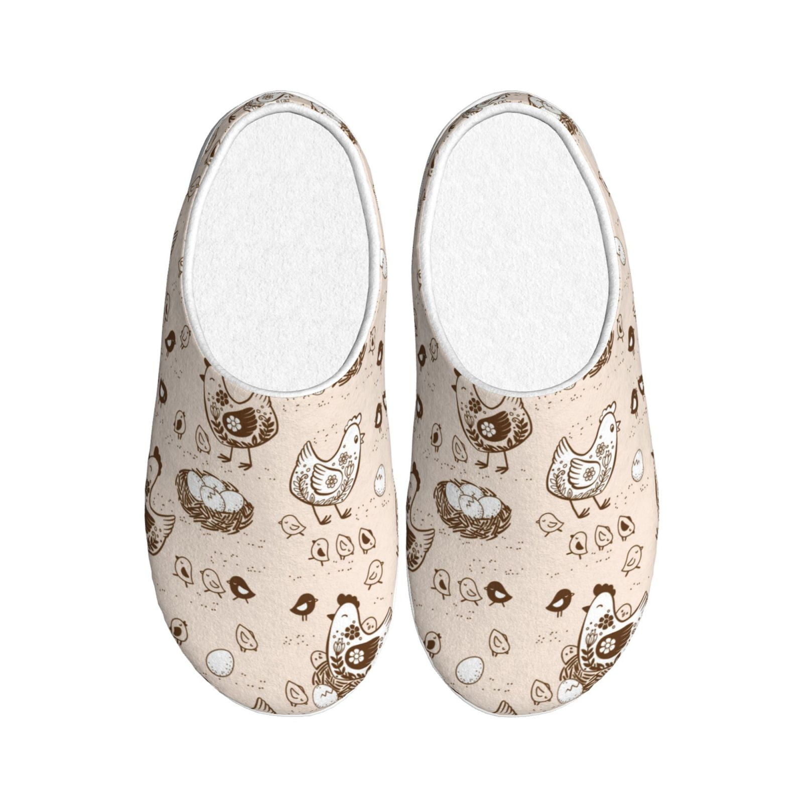 Balery Chicken With Floral Pattern Women's Fuzzy Memory Foam Slippers ...