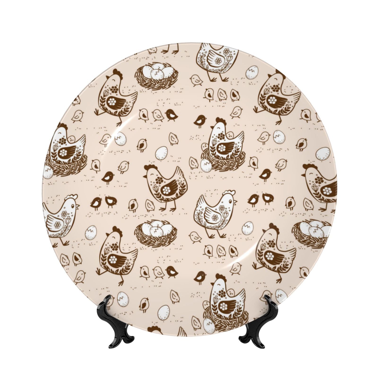 Balery Chicken With Floral Print Bone China Decorative Plate Ceramic ...