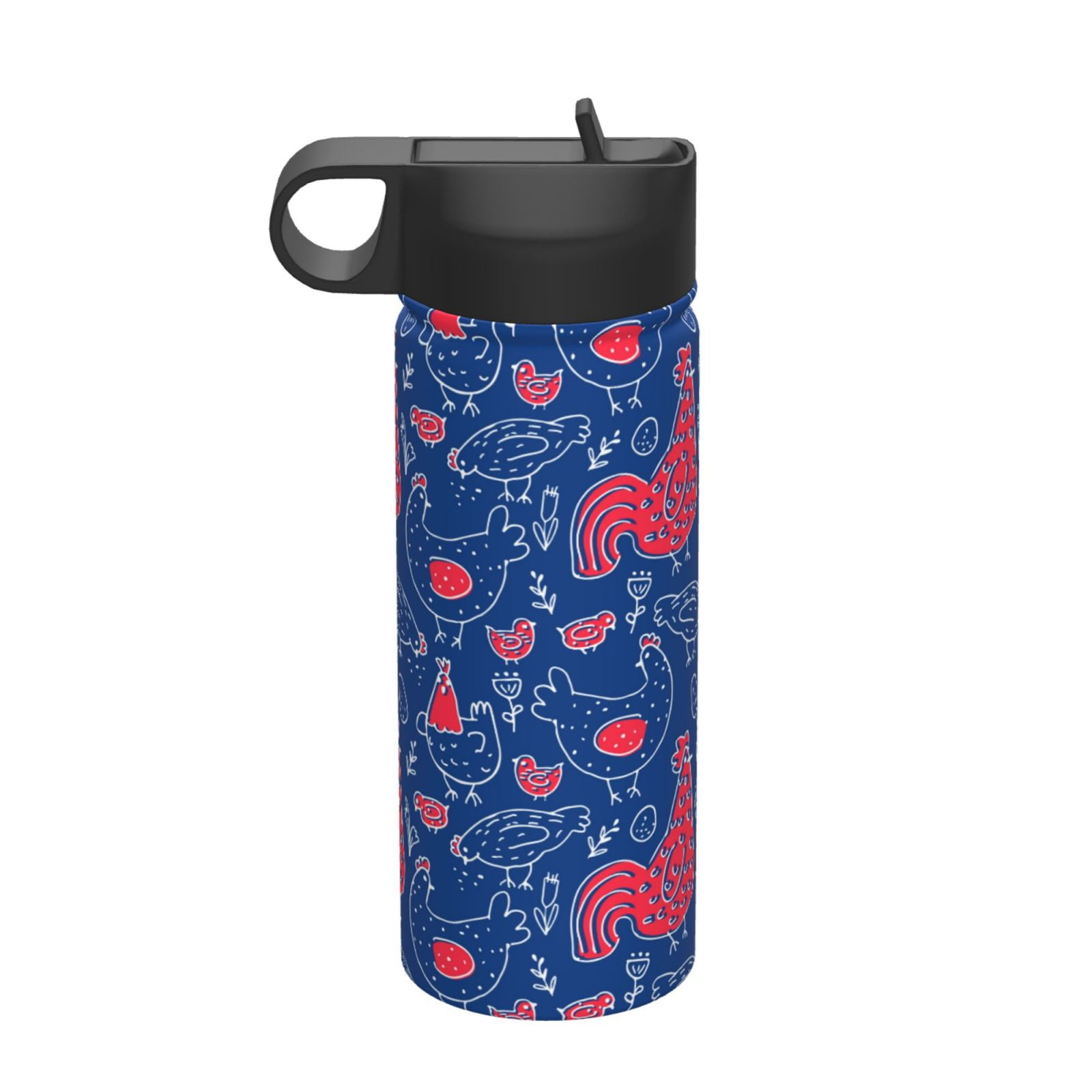 Balery Chicken and Rooster Pattern Water Bottle,18oz Sports Insulated ...