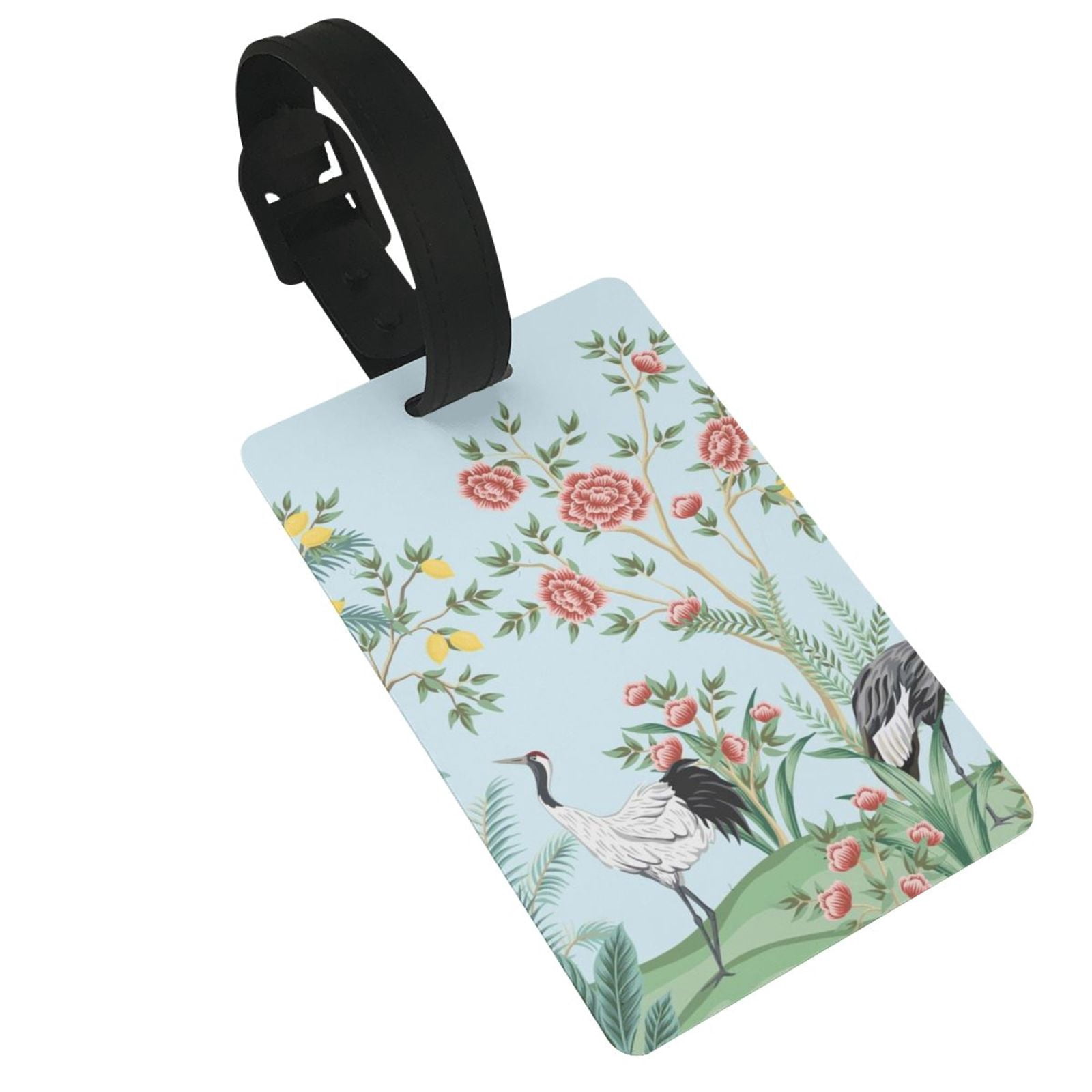 Balery Chinoiserie Floral Palm Tree Print Durable Luggage Tags with ...