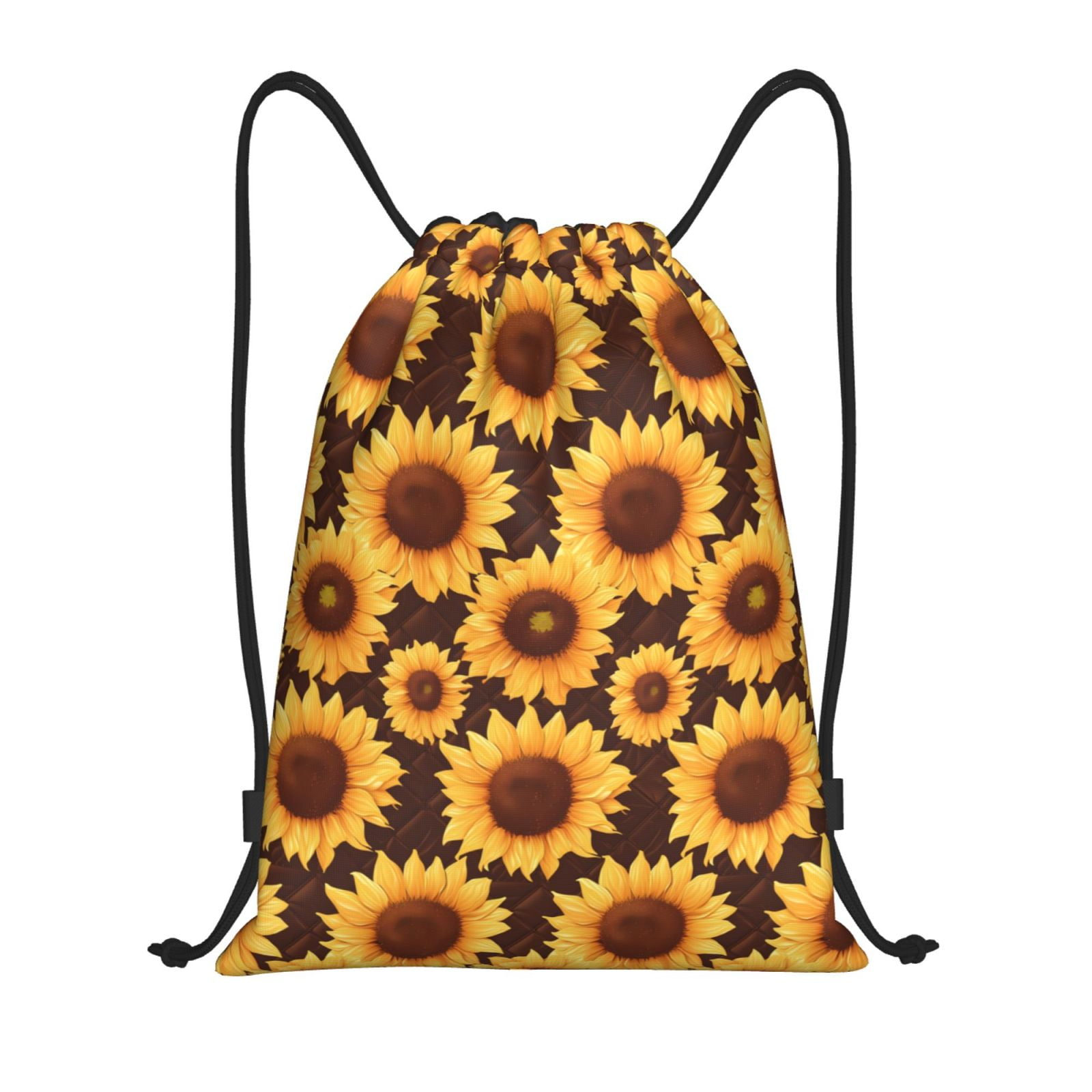 Balery Chocolate Plaid Sunflower Pattern Drawstring Backpack Bag Sport ...