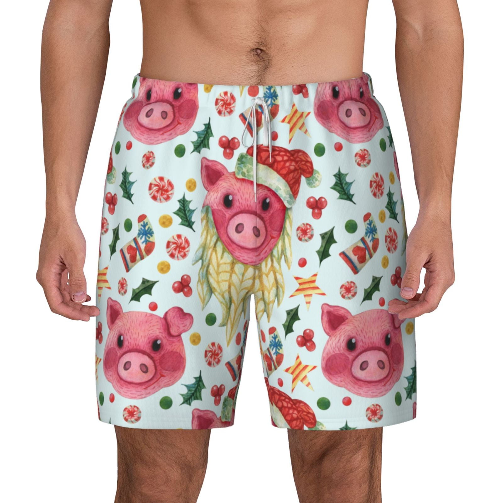 Balery Christmas Cute Pigs Mens Swim Trunks Swim Shorts for Men Quick ...