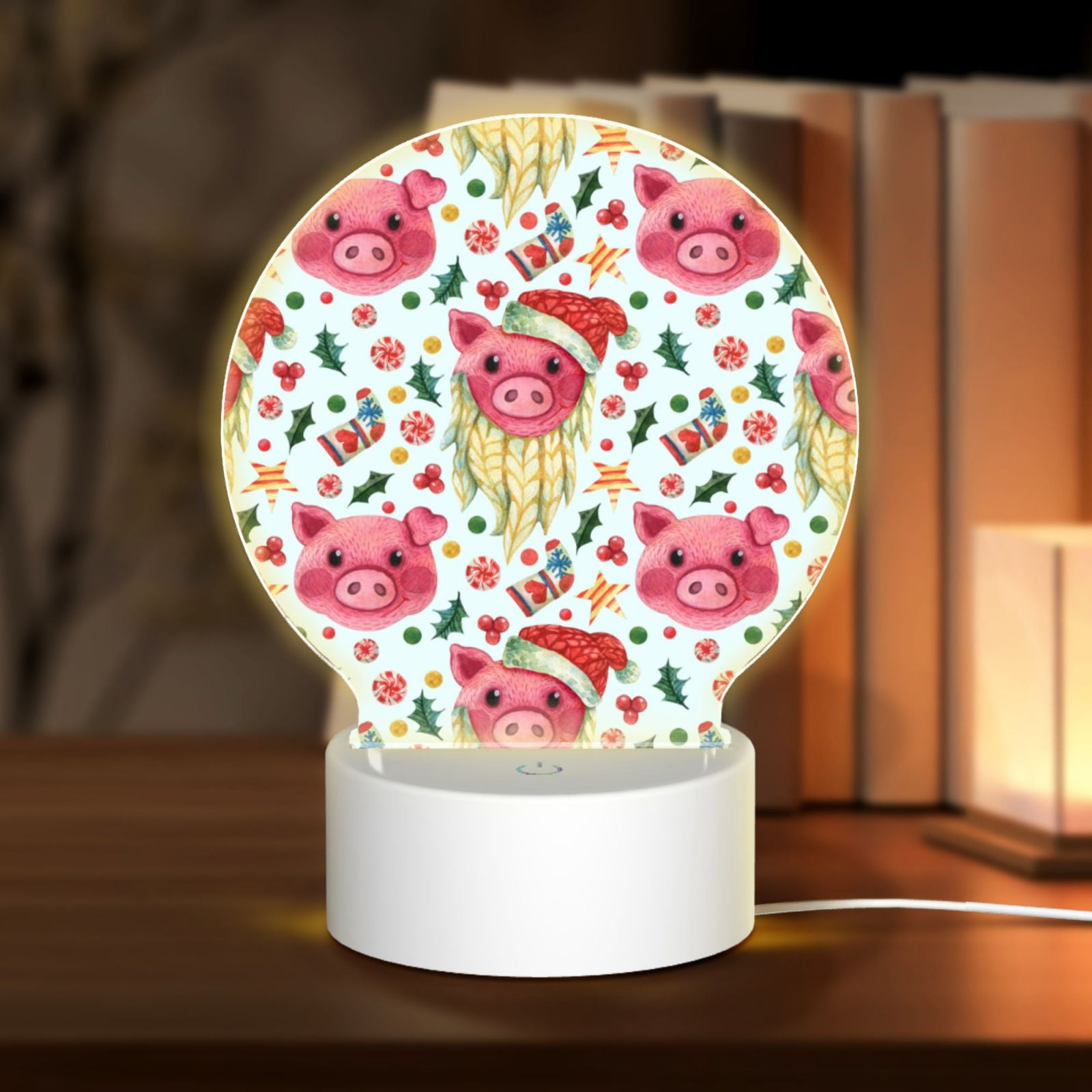 Balery Christmas Cute Pigs Pattern Acrylic Night Light Gift with 3 ...