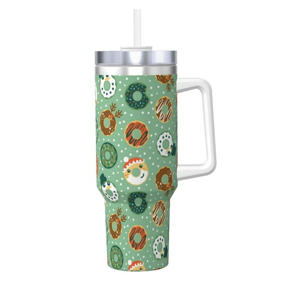 Balery Christmas Donuts Pattern 40oz Stainless Steel Tumbler Double ...