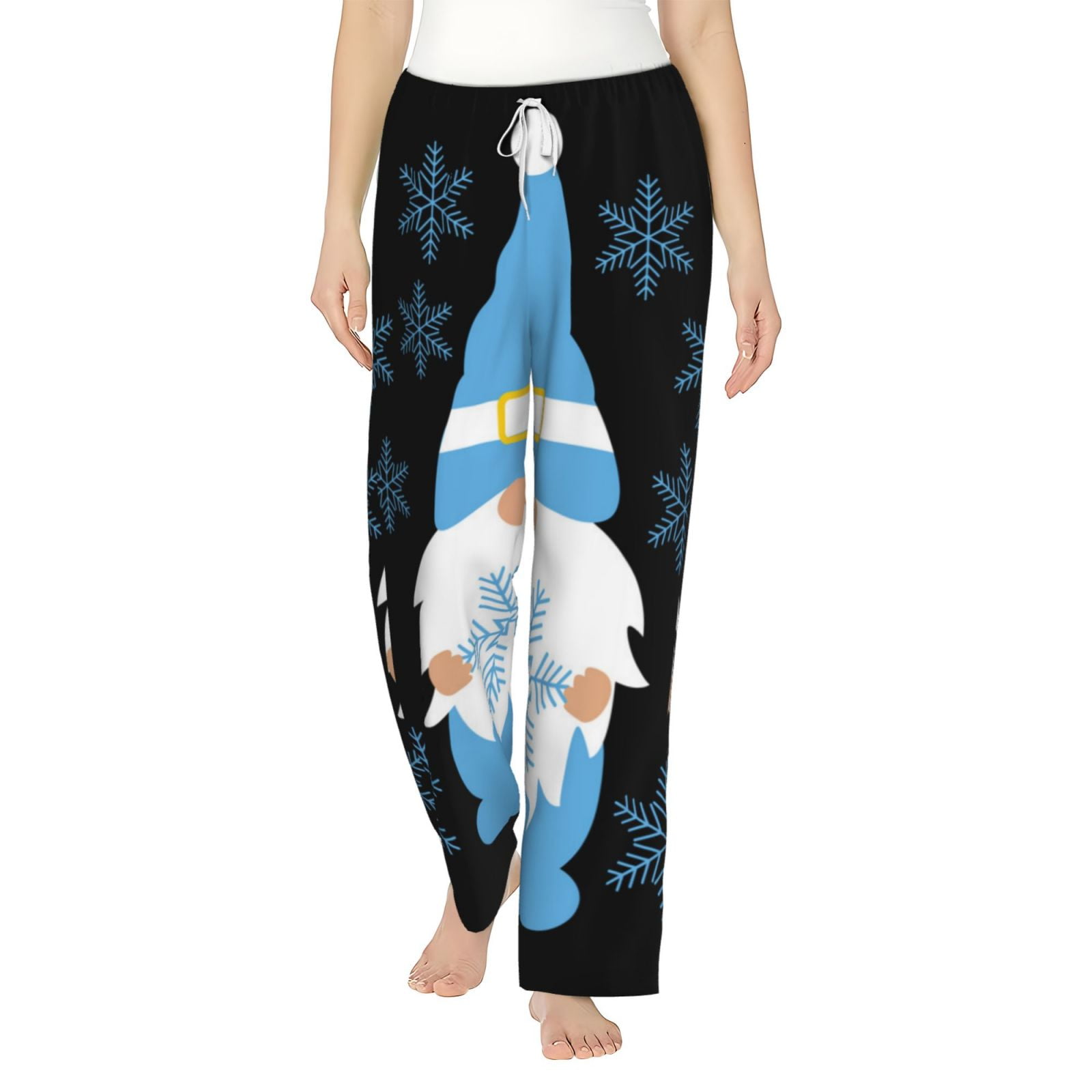 Balery Christmas Gnome Snowflake print Women's Pajama Pants,Ultra ...