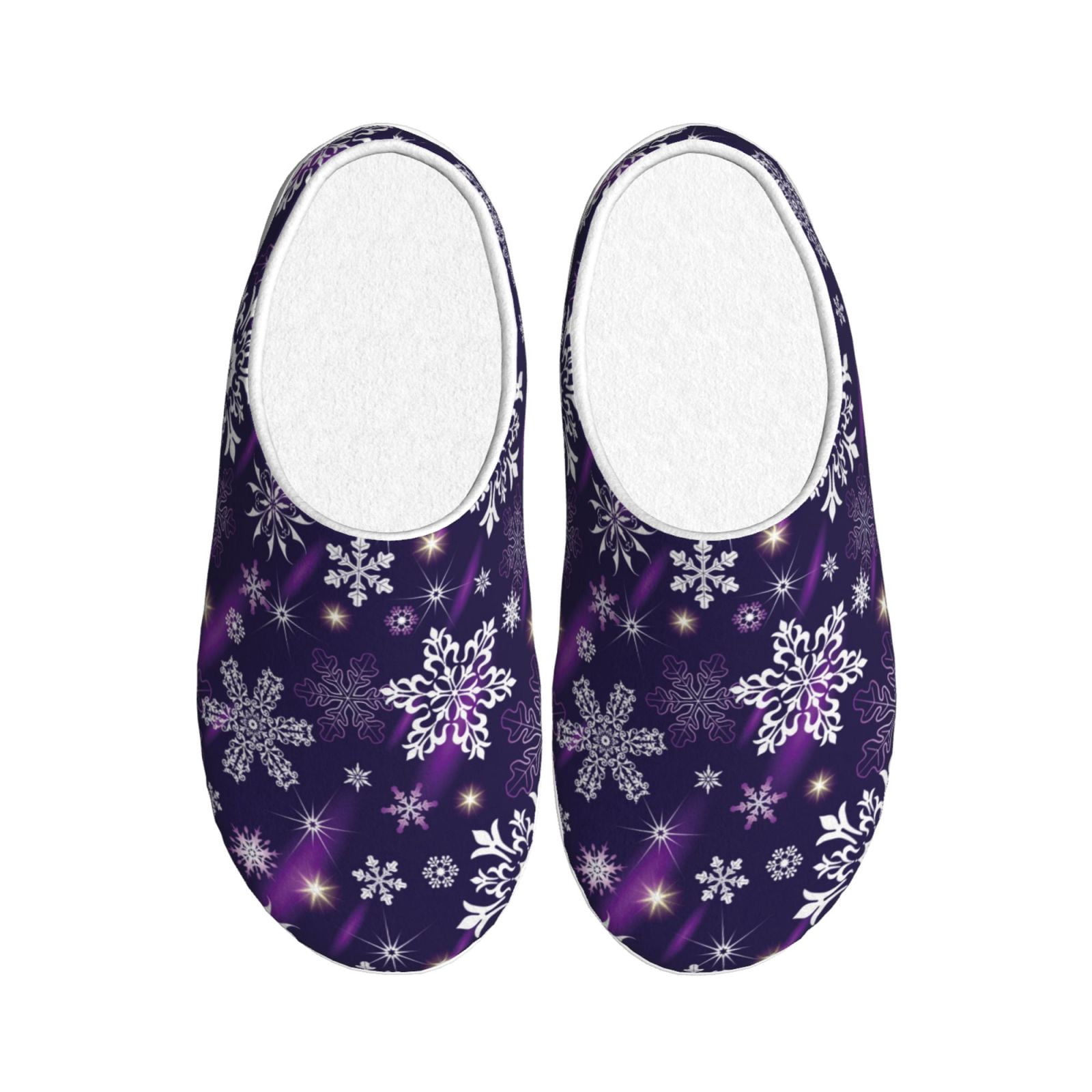Balery Christmas Purple Snowflakes Pattern Women's Fuzzy Memory Foam ...