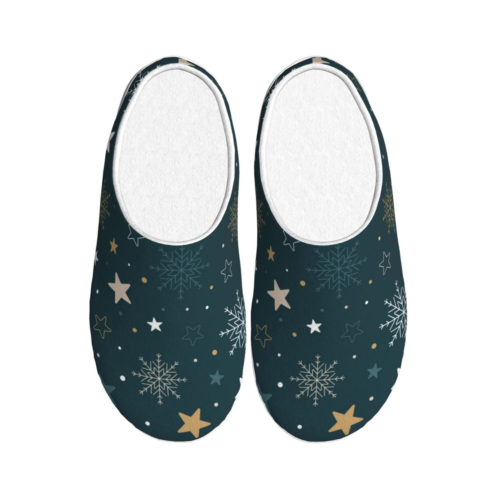 Balery Christmas Snowflake Pattern Women's Fuzzy Memory Foam Slippers ...