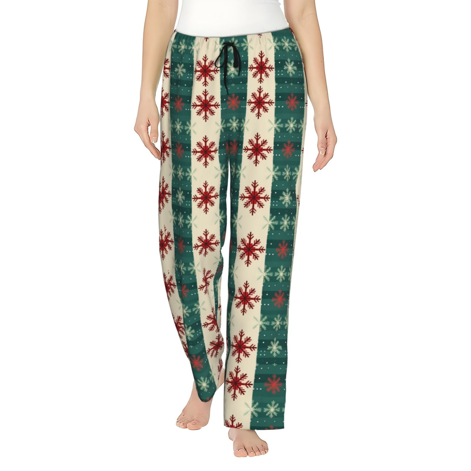 Balery Christmas Snowflakes Plaid print Women's Pajama Pants,Ultra ...