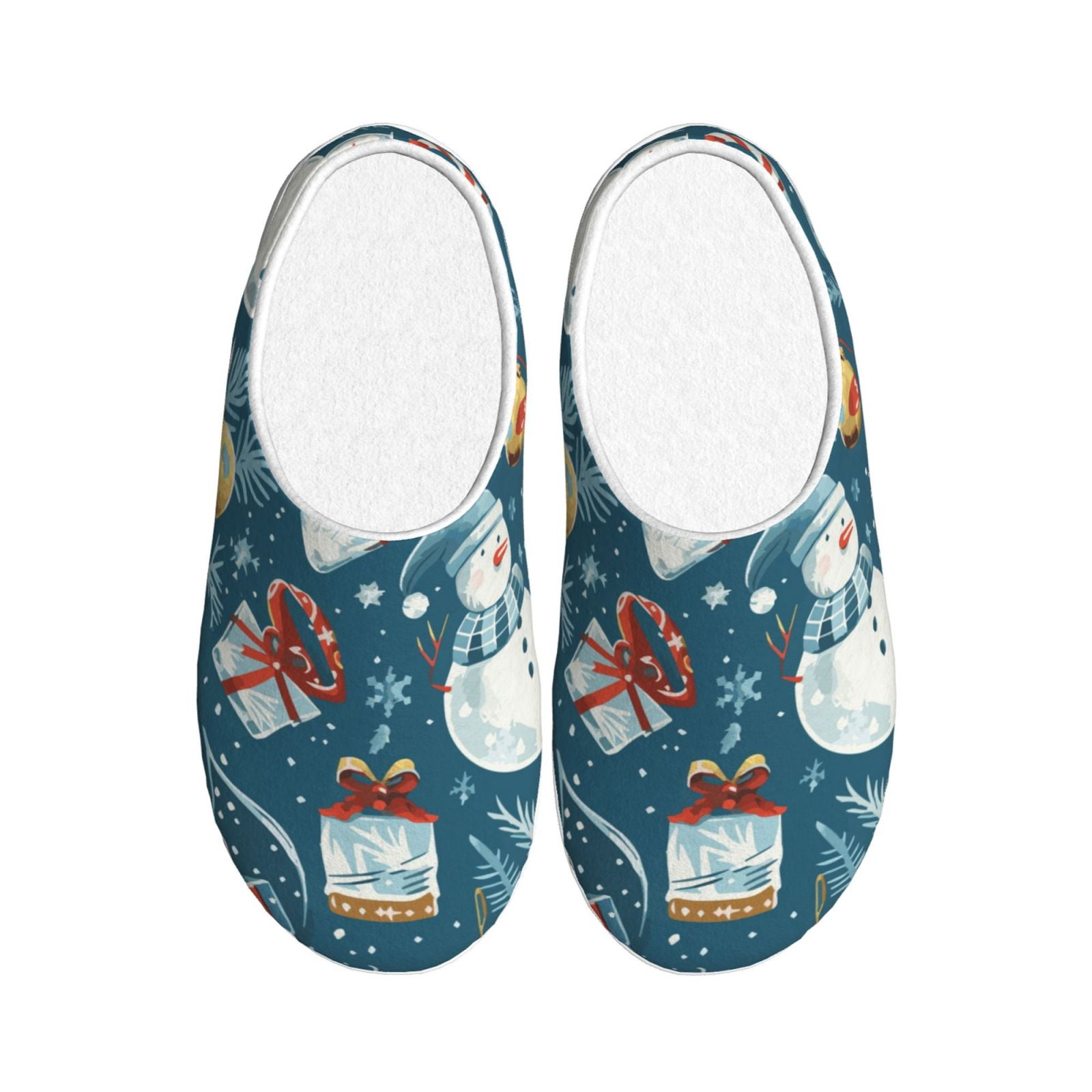 Balery Christmas Snowman Gift Pattern Women's Fuzzy Memory Foam ...