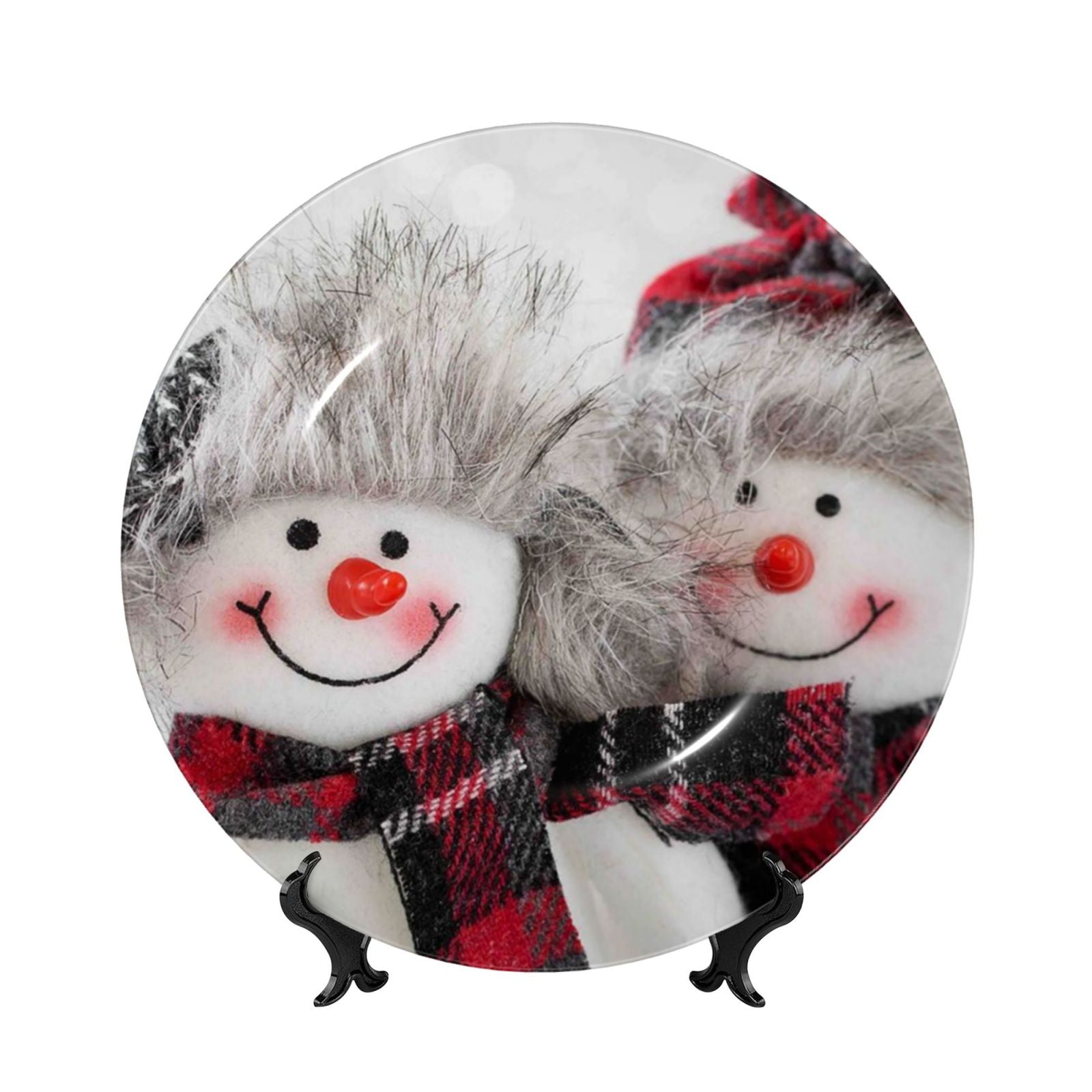Balery Christmas Snowman With Hat Print Bone China Decorative Plate ...