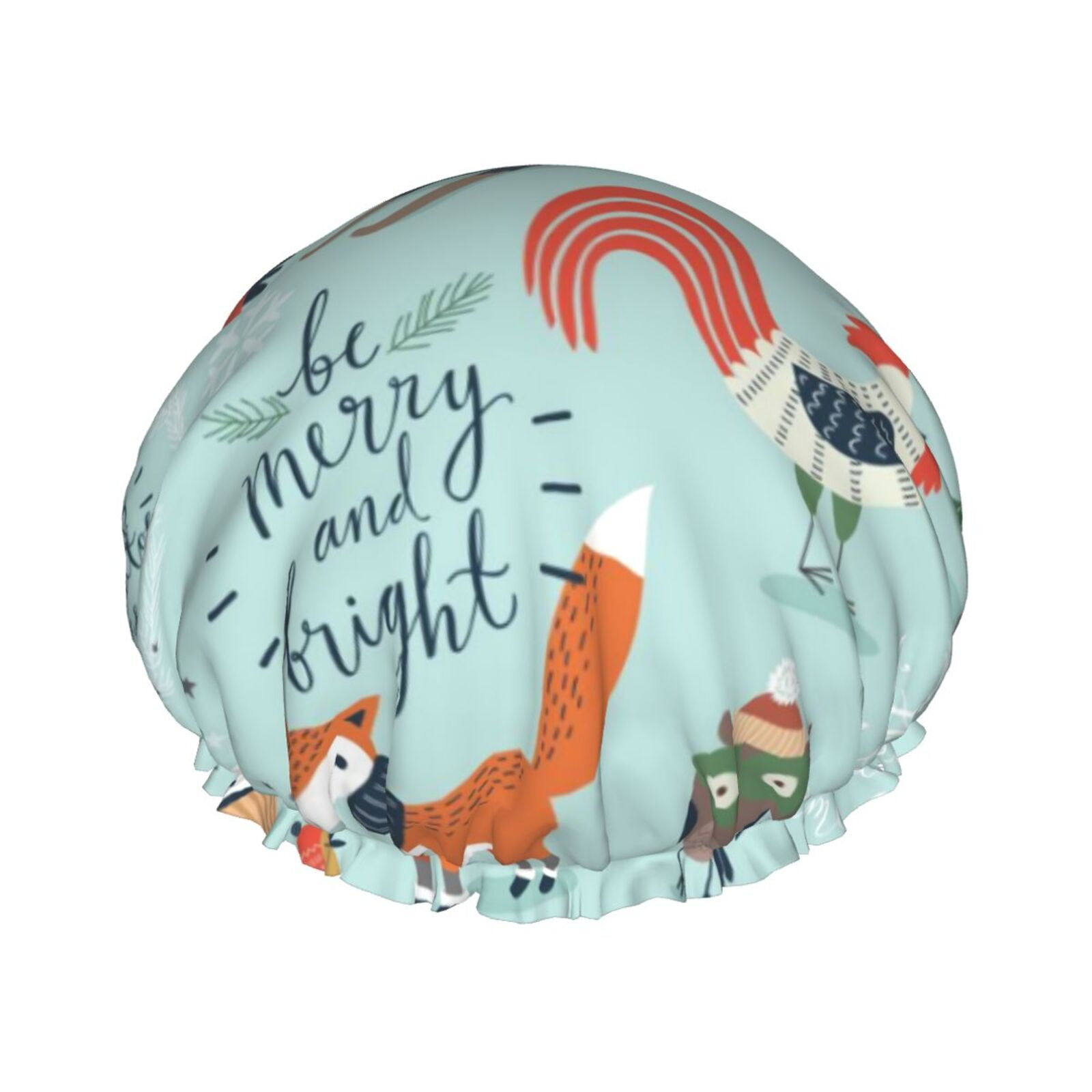 Balery Christmas Winter Animals Shower Caps, Double Layer Waterproof ...