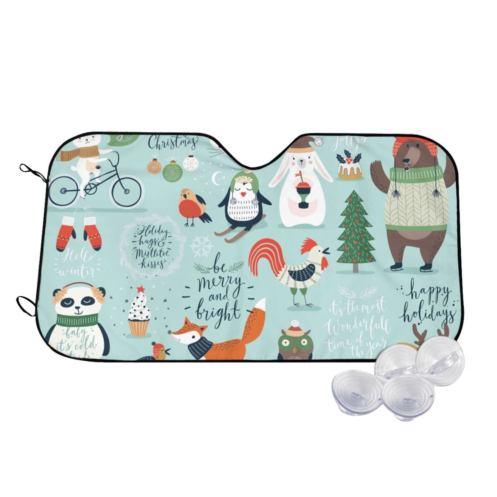 Balery Christmas Winter Animals Windshield Sun Shade, Car Front Window ...