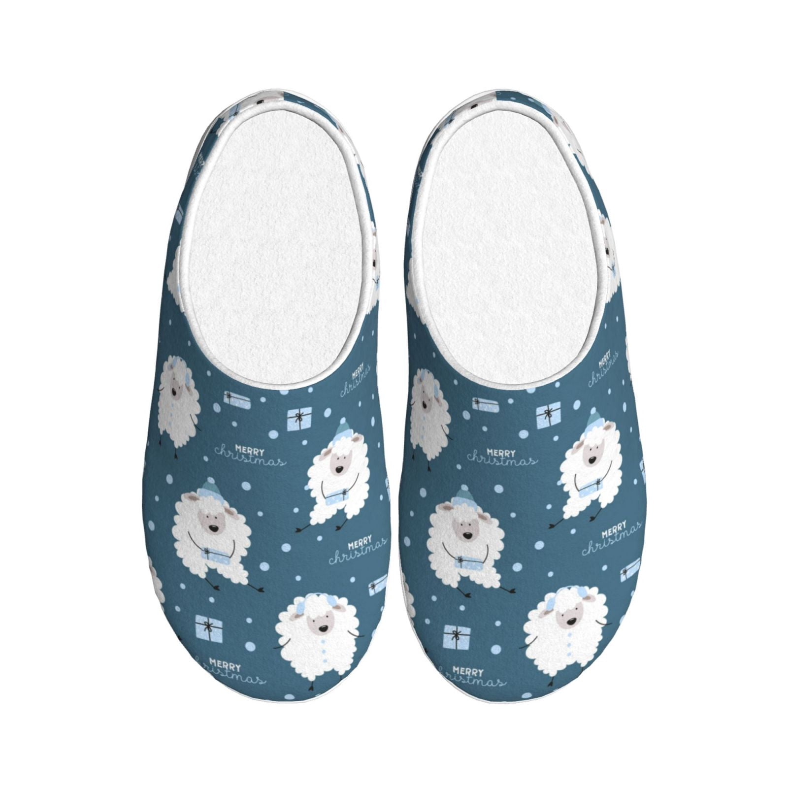Balery Christmas sheep Pattern Women's Fuzzy Memory Foam Slippers ...