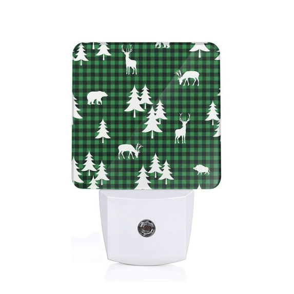 Balery Christmas tree green plaid Pattern LED Night Light with ...