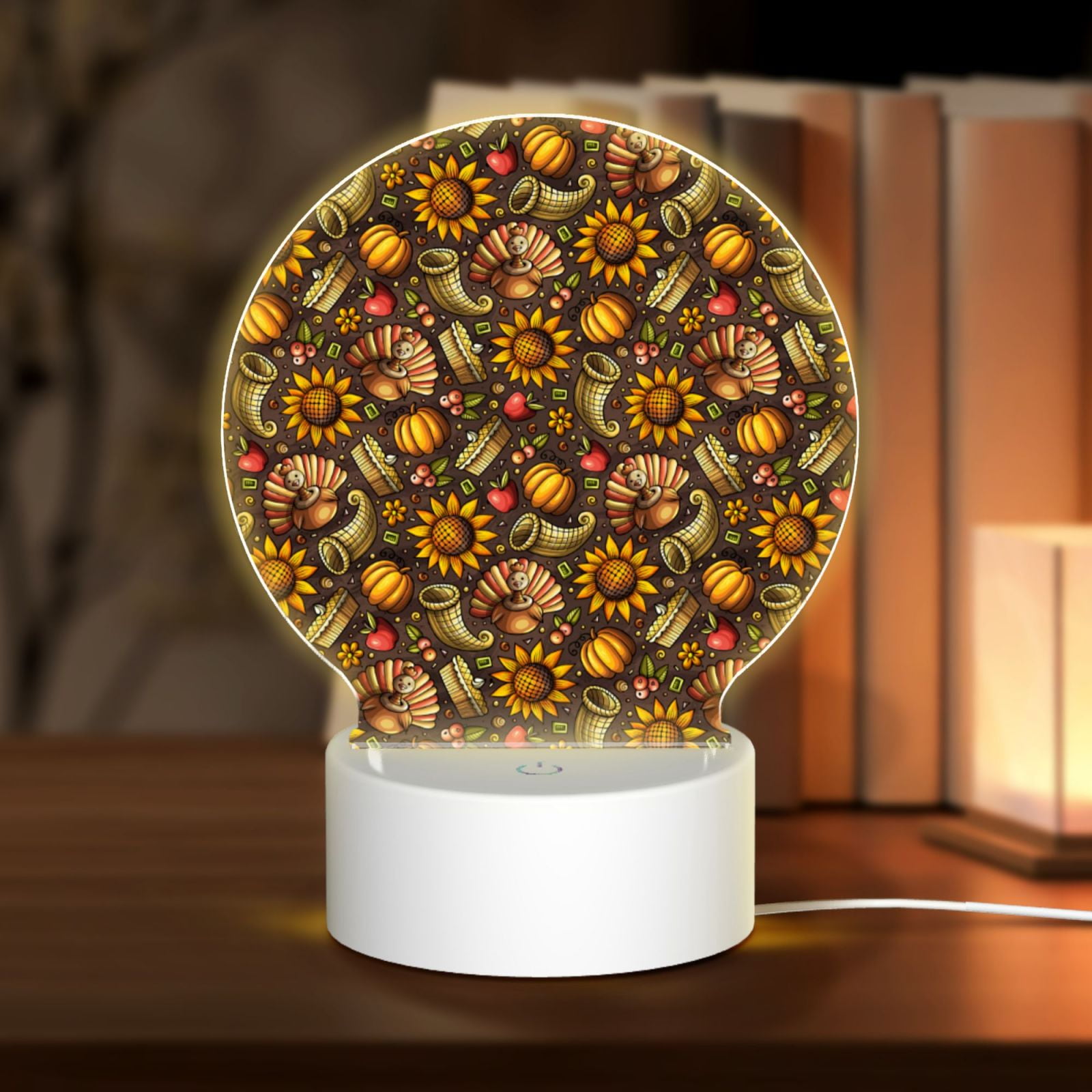 Balery Chrysanthemum turkey Pattern Acrylic Night Light Gift with 3 ...