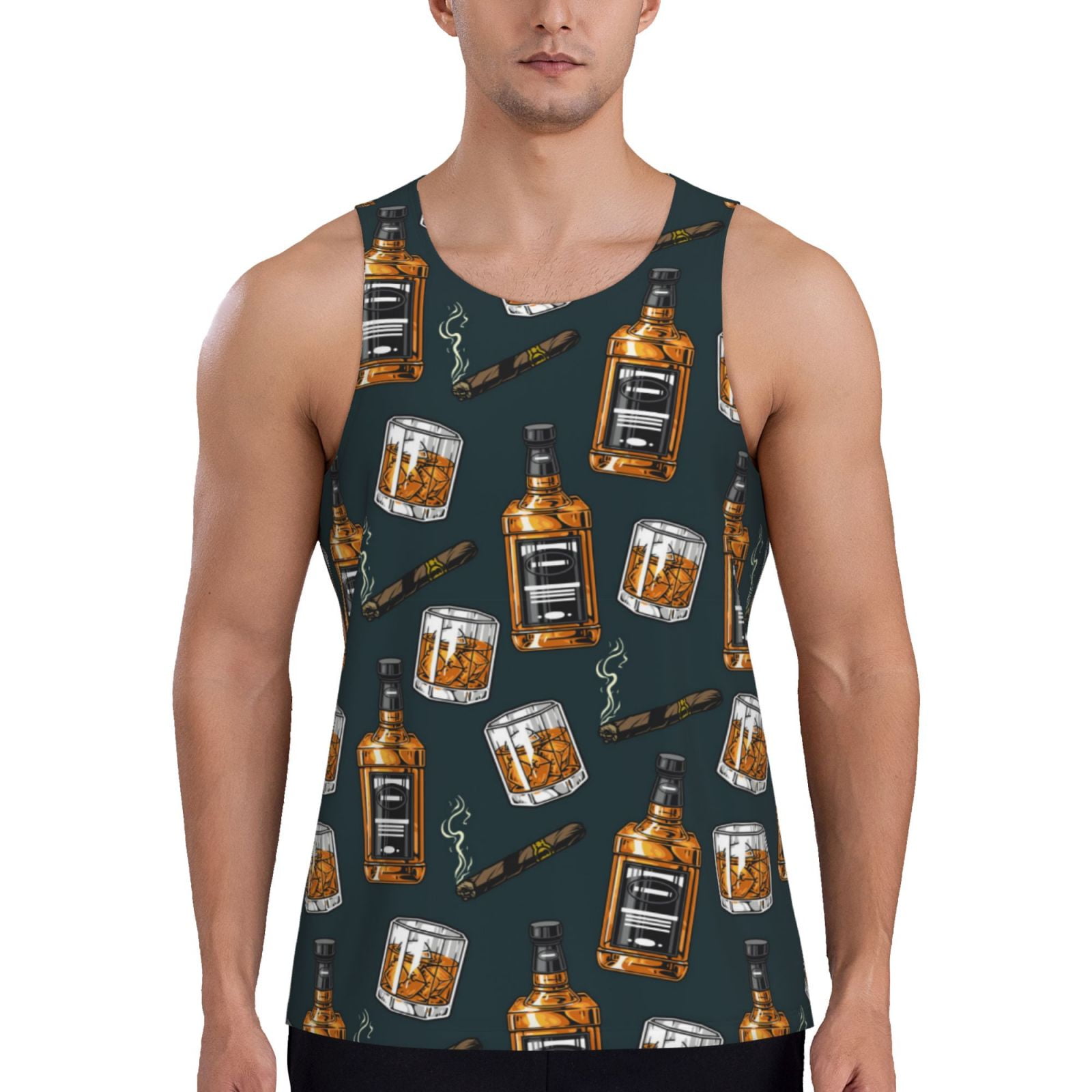 Balery Cigar Pattern Men's Workout Tank Top Gym Muscle Tee Fitness ...