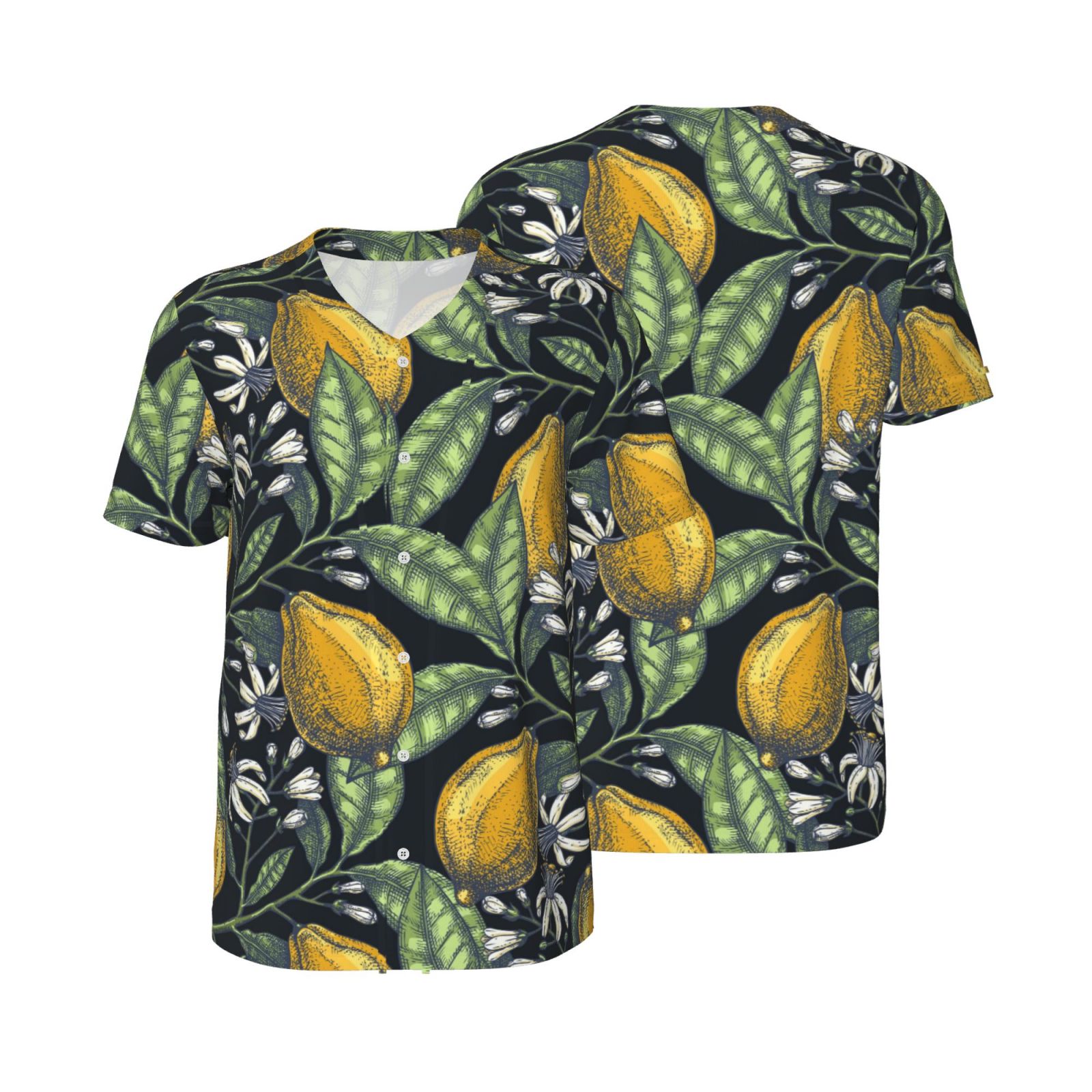 Balery Citrus Fruits Elegant Lemons Baseball Jersey for Men Casual ...