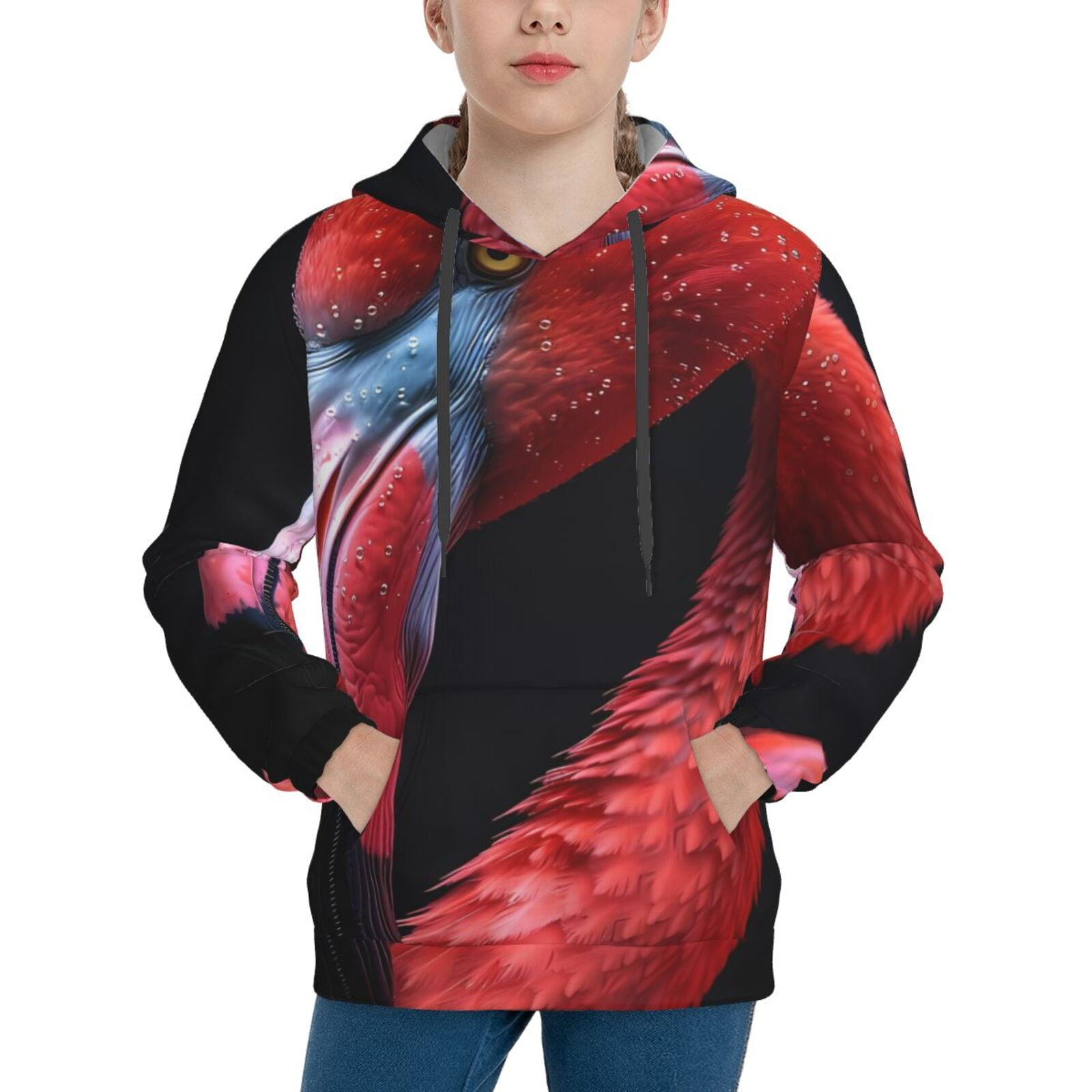 Balery Closeup Red Flamingo Portrait Pattern Boys Hoodie, Youth ...