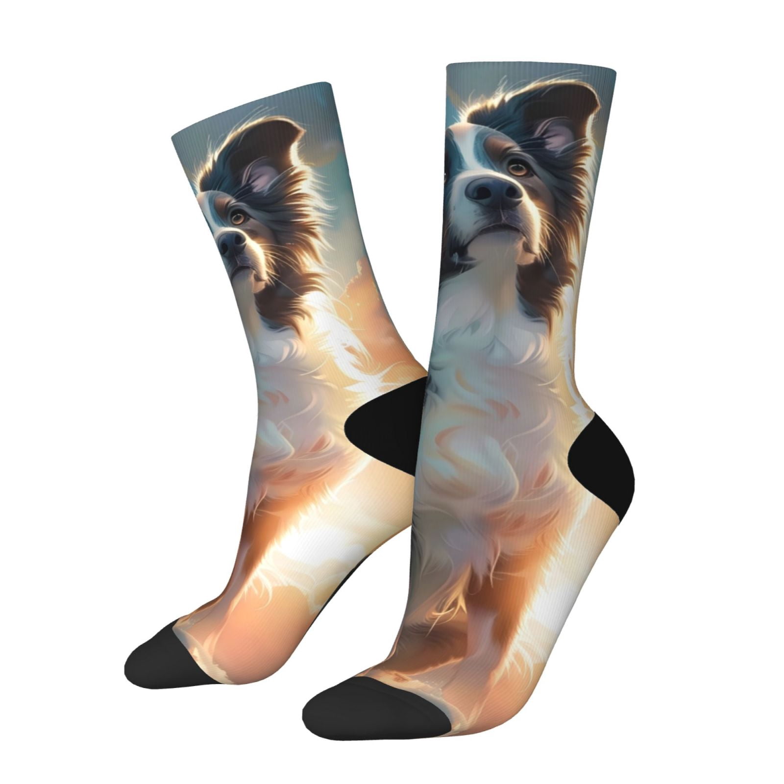 Balery Cloud Border Collie Pattern Crew Socks Unisex– Soft & Breathable ...