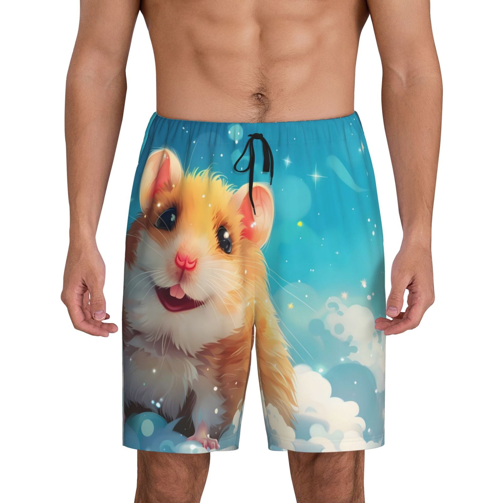 Balery Cloud Cute Hamster Men's Cotton Knit Pajama Shorts Waistband ...