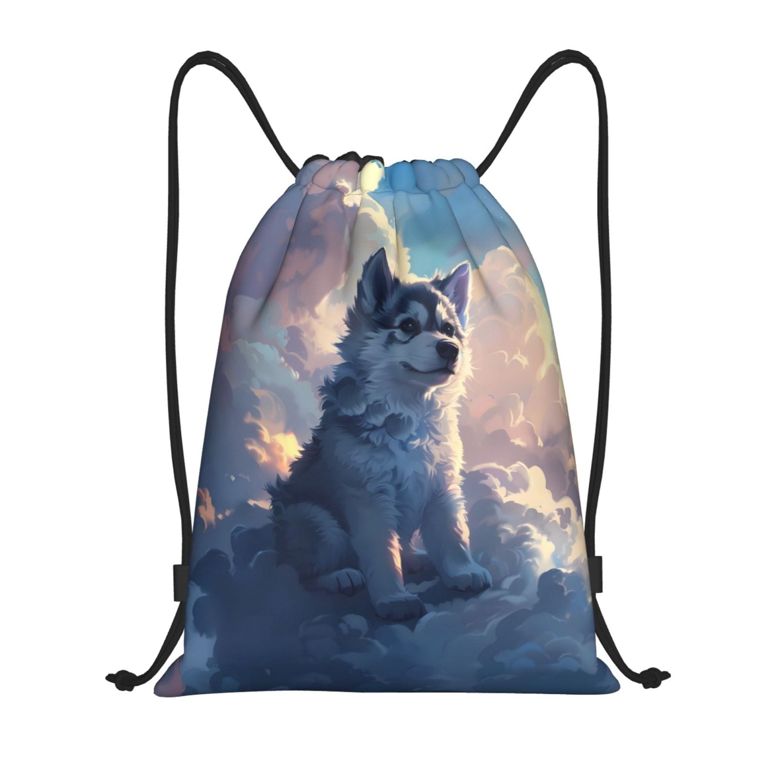 Balery Cloud Wolf Pattern Drawstring Backpack Bag Sport Gym Sackpack ...