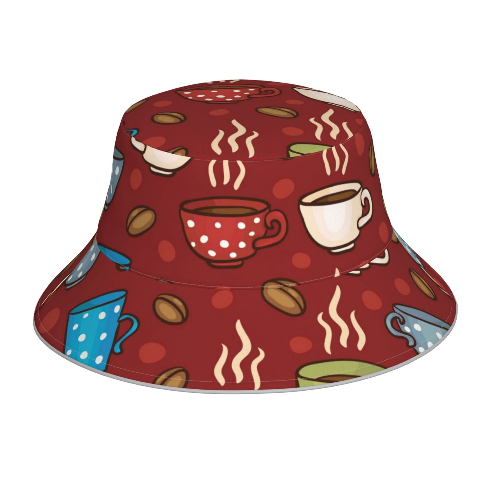 Balery Coffee Cups Sun Hats for Men Women Bucket Hat UPF 50+ Buckey Hat ...