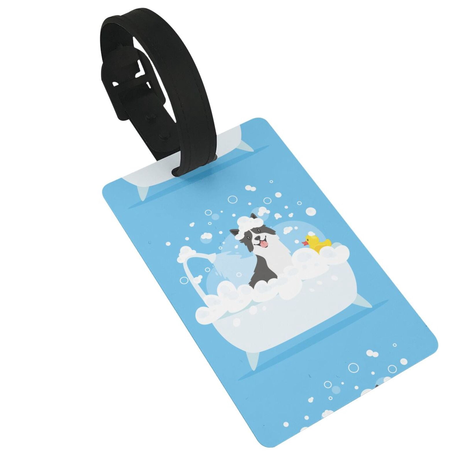 Balery Collie in Bathtub Print Durable Luggage Tags with Secure Strap ...