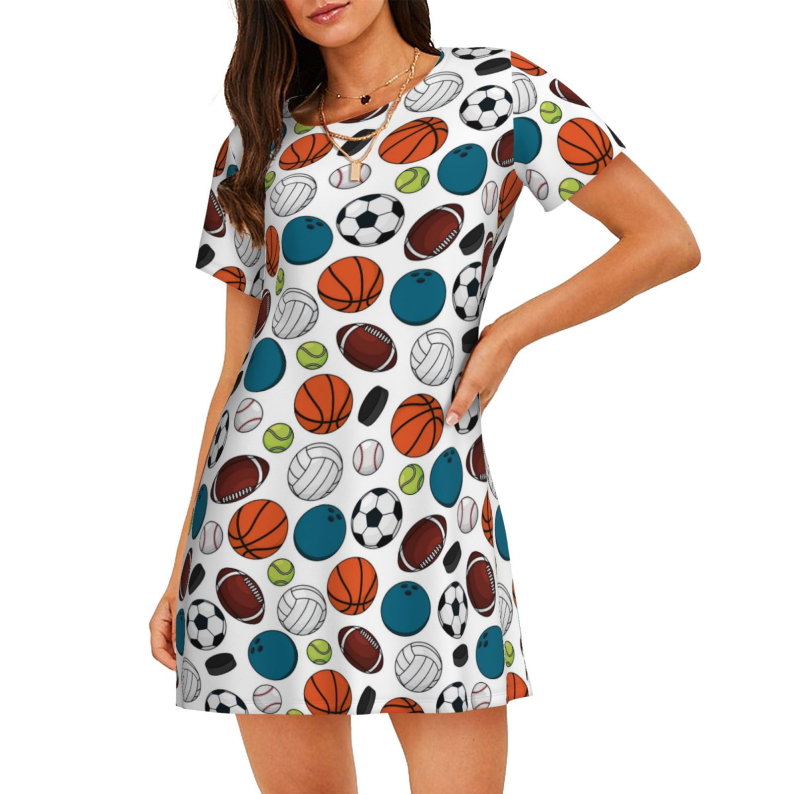 Balery Color Balls Pattern Womens Short Sleeve Sleepshirt Scoopneck ...