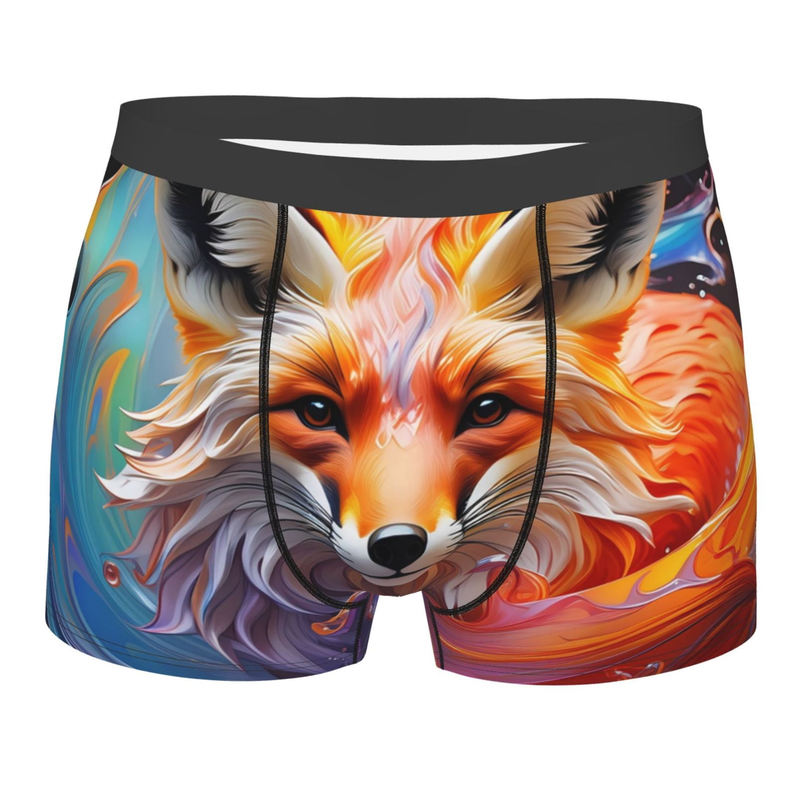 Balery Color Splash Fox Portrait Men's Boxer Briefs, Soft and ...