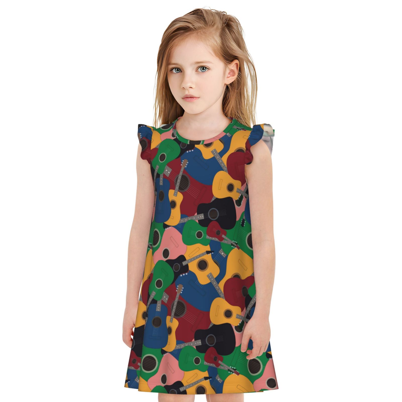 Balery Colored Guitars Pattern Princess Nightgown for Girls Flutter ...
