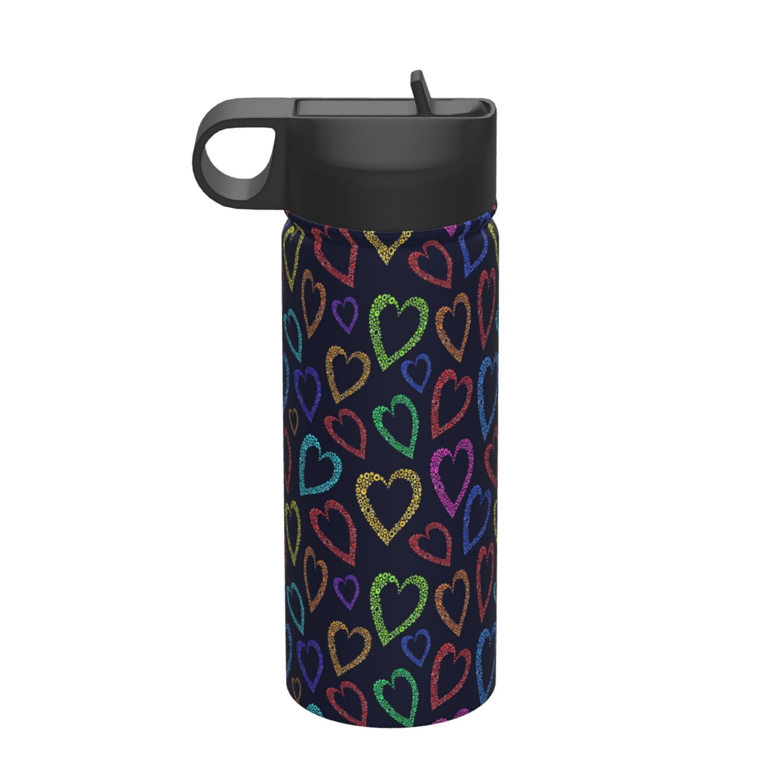 Balery Colored Hearts Pattern Water Bottle,18oz Sports Insulated Kettle ...
