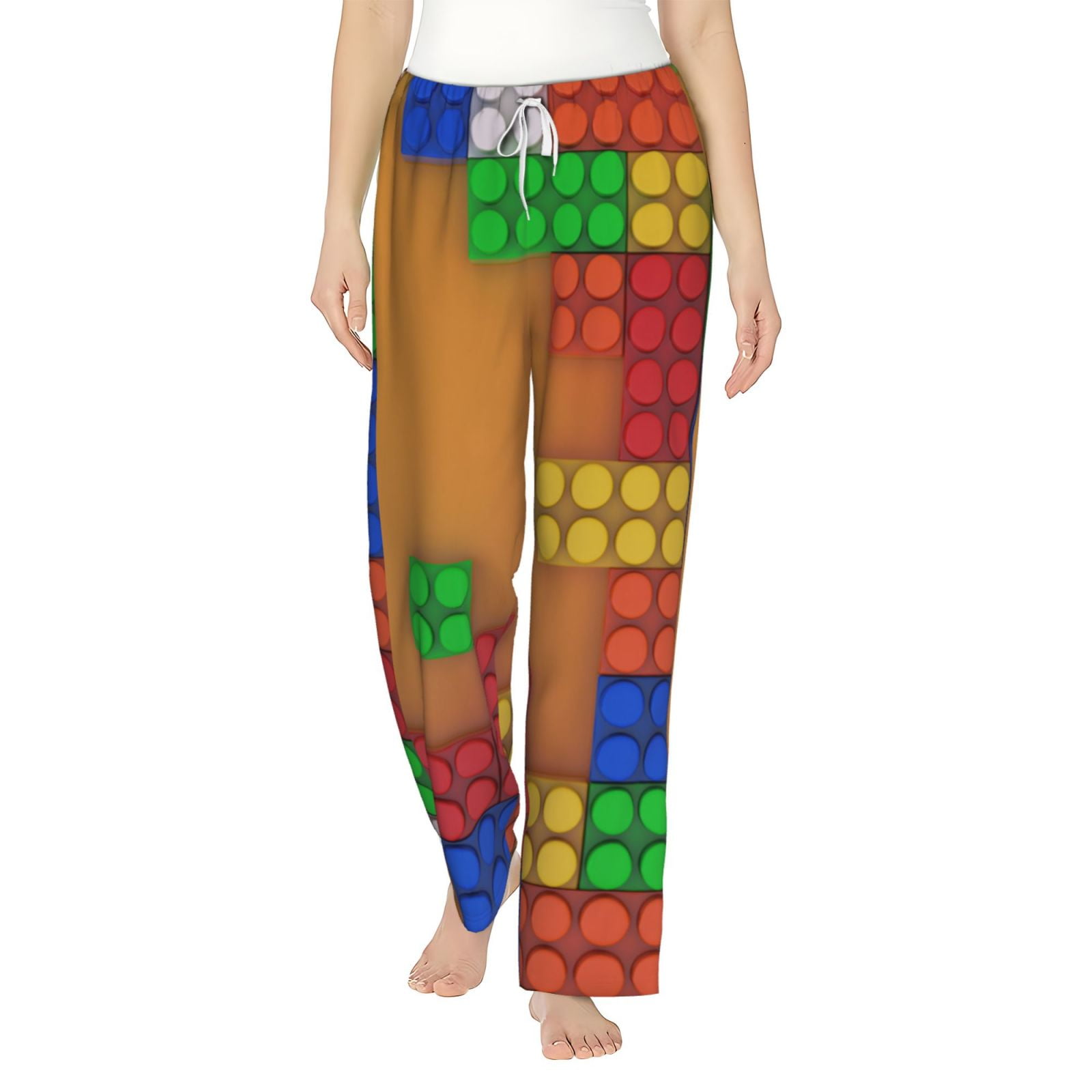 Balery Colorful Building Blocks A print Women's Pajama Pants,Ultra ...