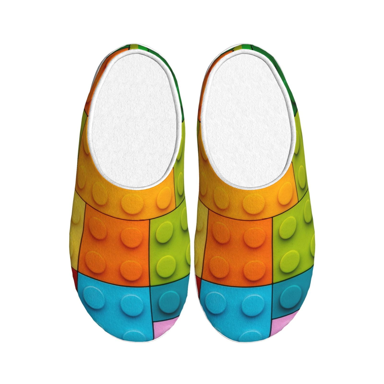 Balery Colorful Building Blocks Pattern Women's Fuzzy Memory Foam ...