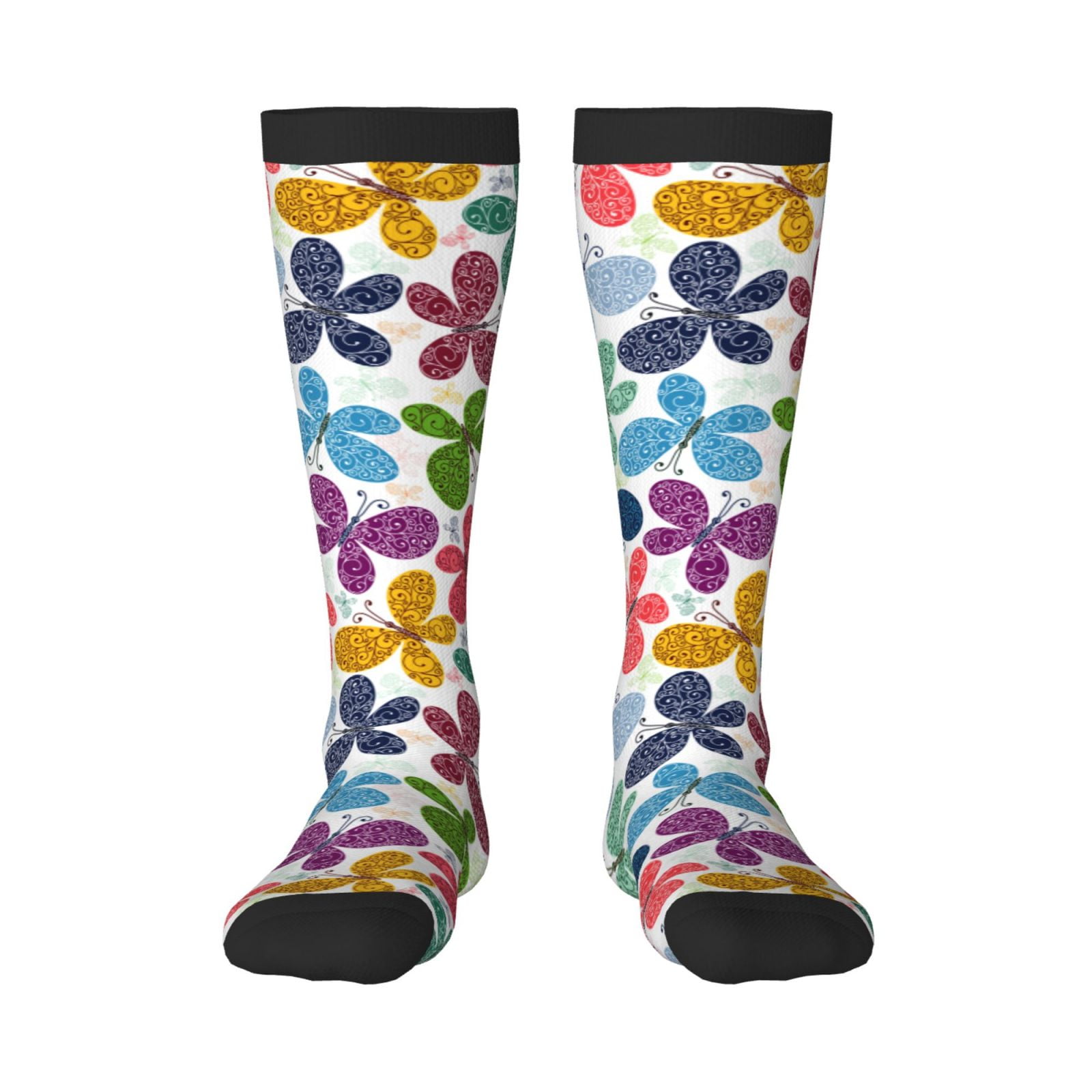 Balery Colorful Butterflies Fun Novelty Socks Men'S Women'S Crew Socks ...