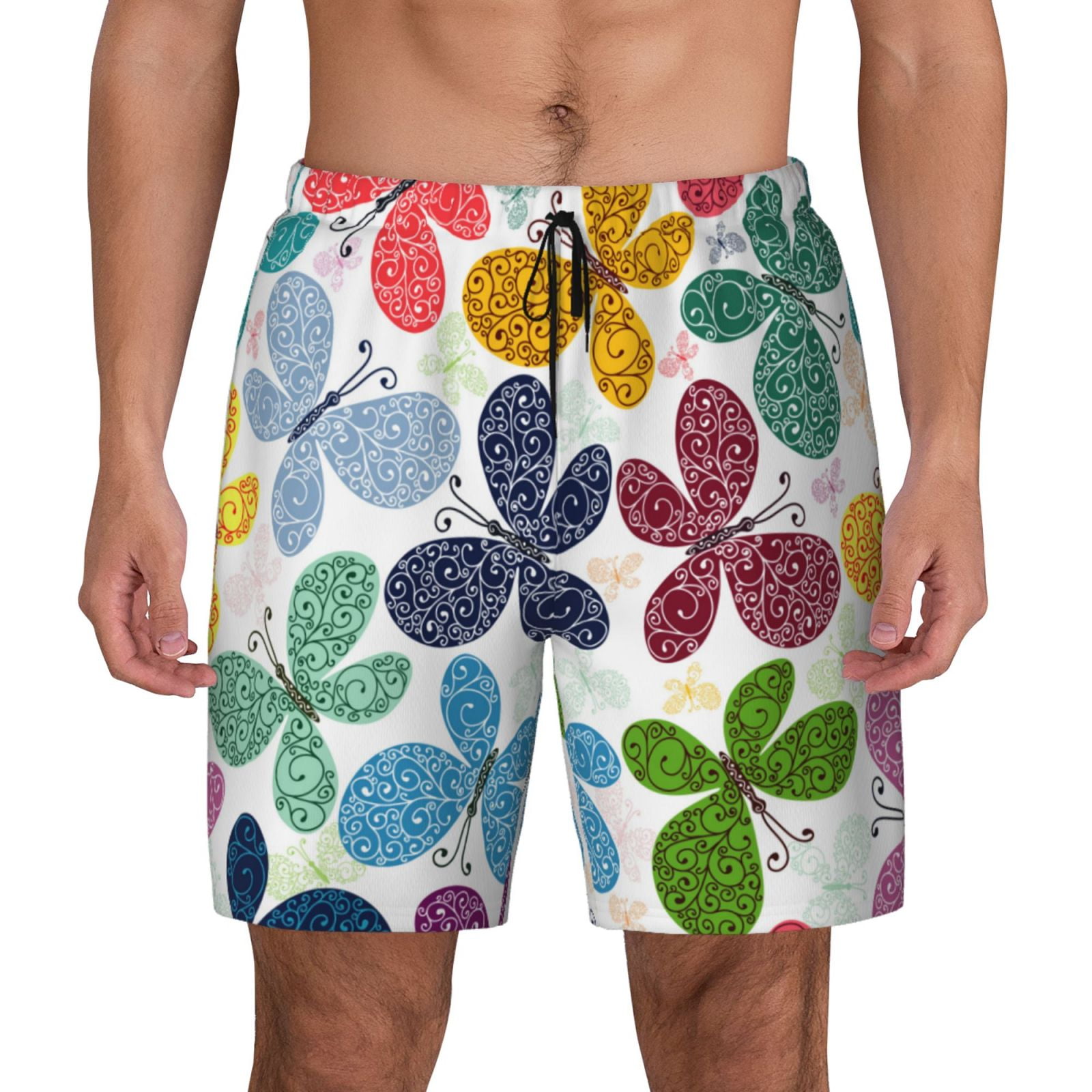 Balery Colorful Butterflies Mens Swim Trunks Swim Shorts for Men Quick ...