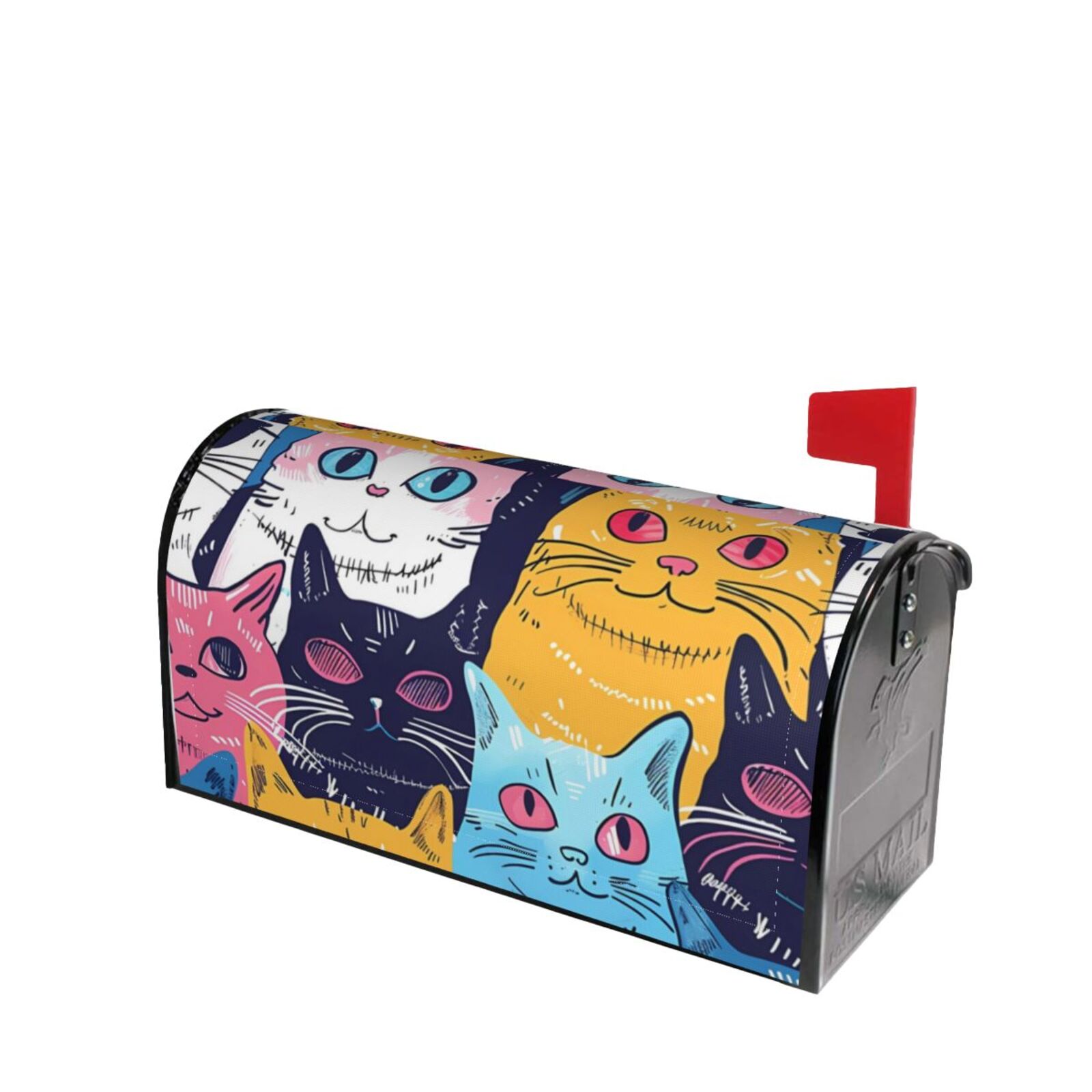 Balery Colorful Cats Pattern Art Mailbox Cover - Standard Size-21x18 in ...