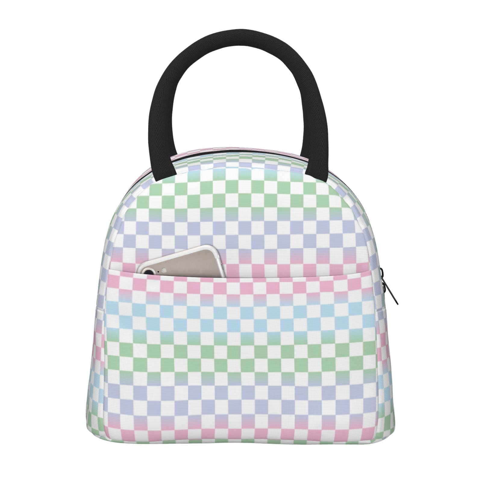 Balery Colorful Checkerboard Pattern Lunch Bag Women, Lunch Box, Lunch ...
