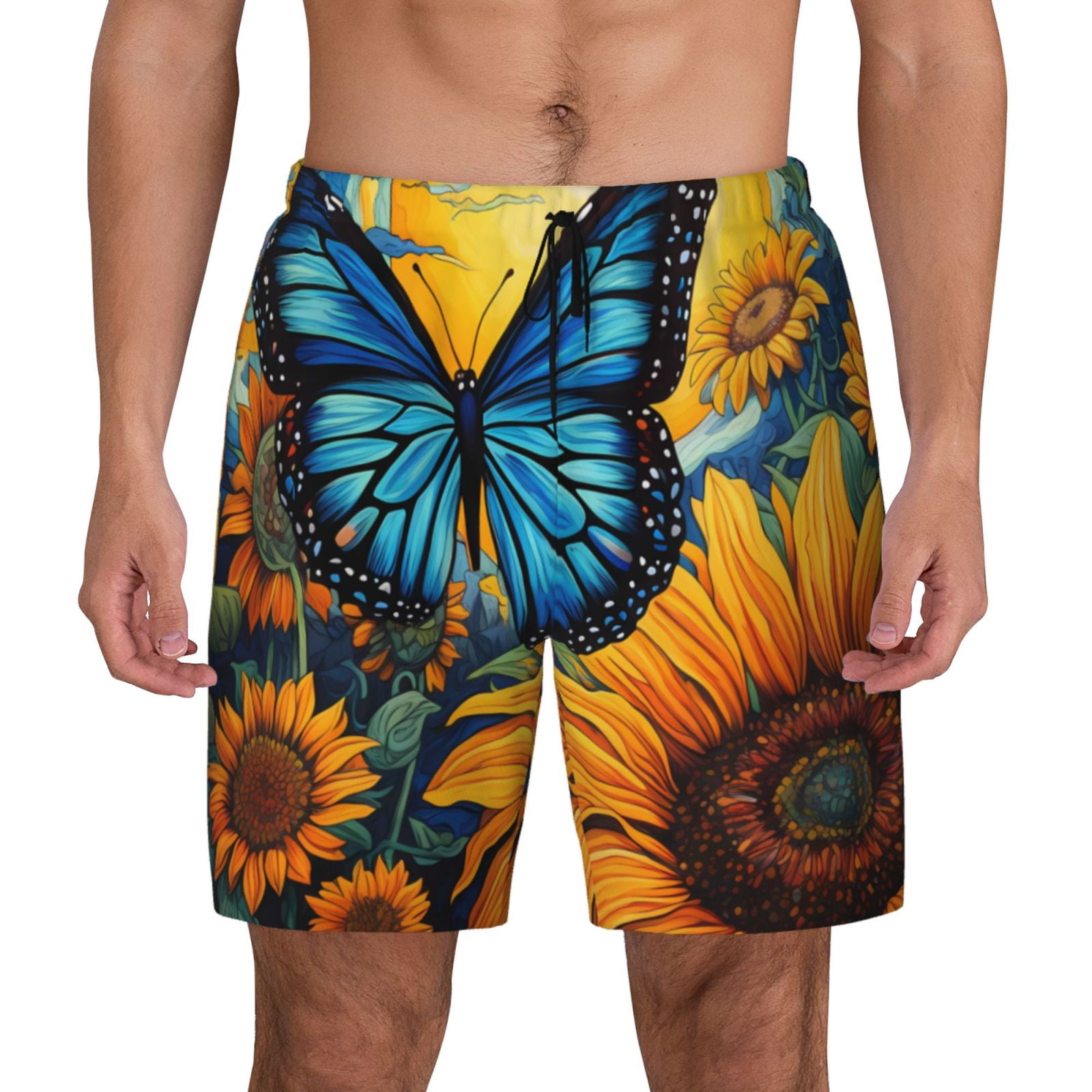 Balery Colorful Cloud Butterfly Sunflower Mens Swim Trunks Swim Shorts ...