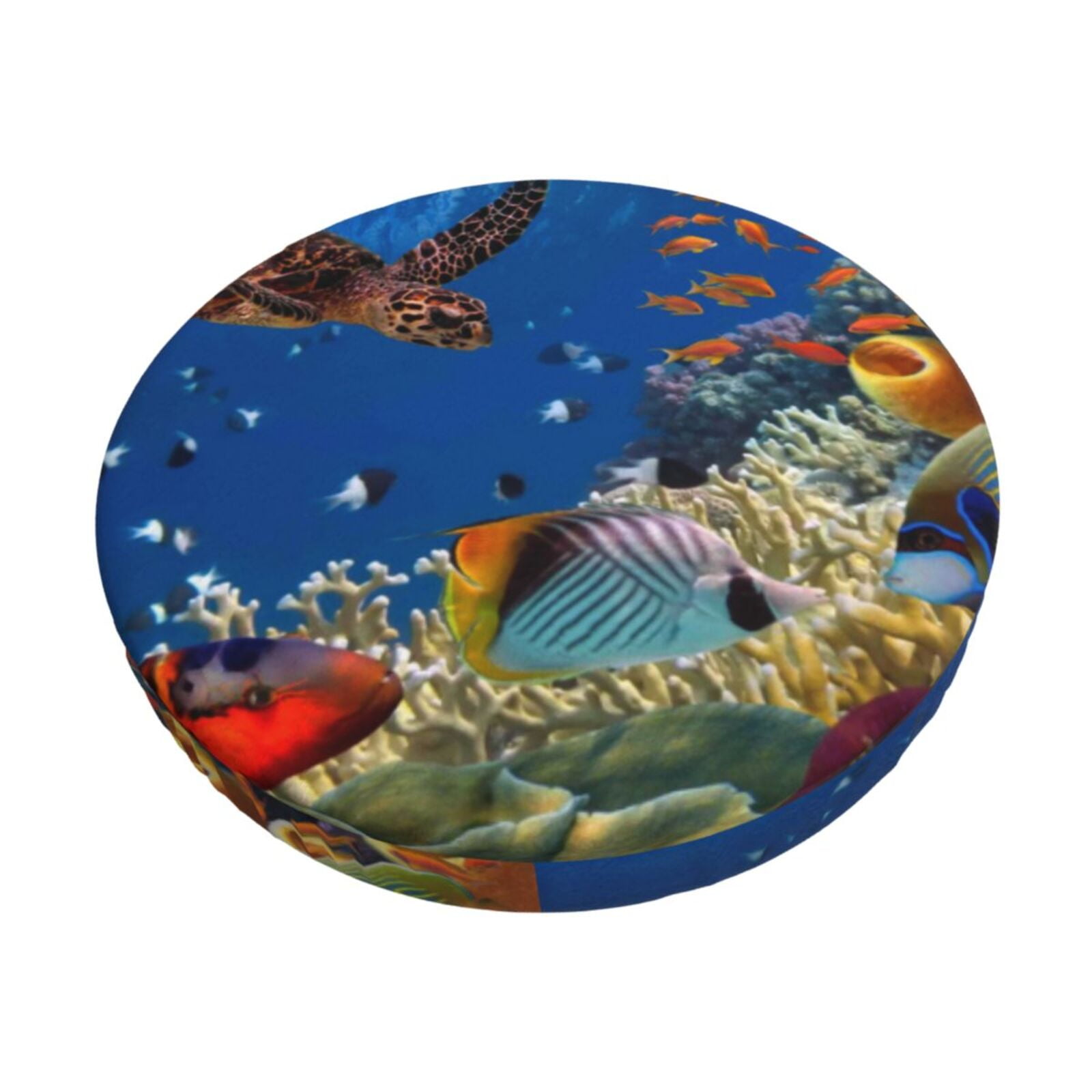 Balery Colorful Coral Reef Round Bar Stool Seat Covers Velvet Fabric ...