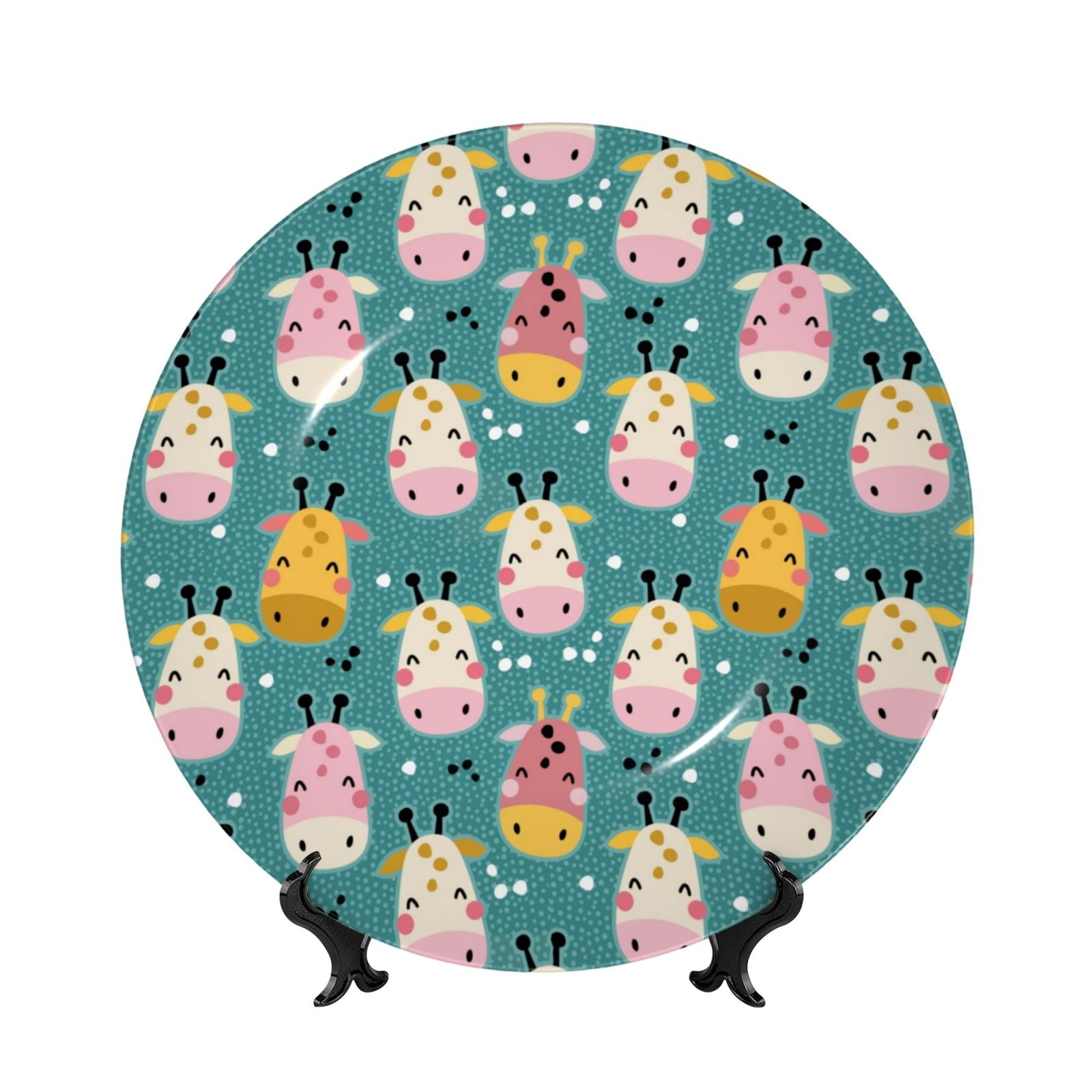 Balery Colorful Cow Print Bone China Decorative Plate Ceramic Dinner ...