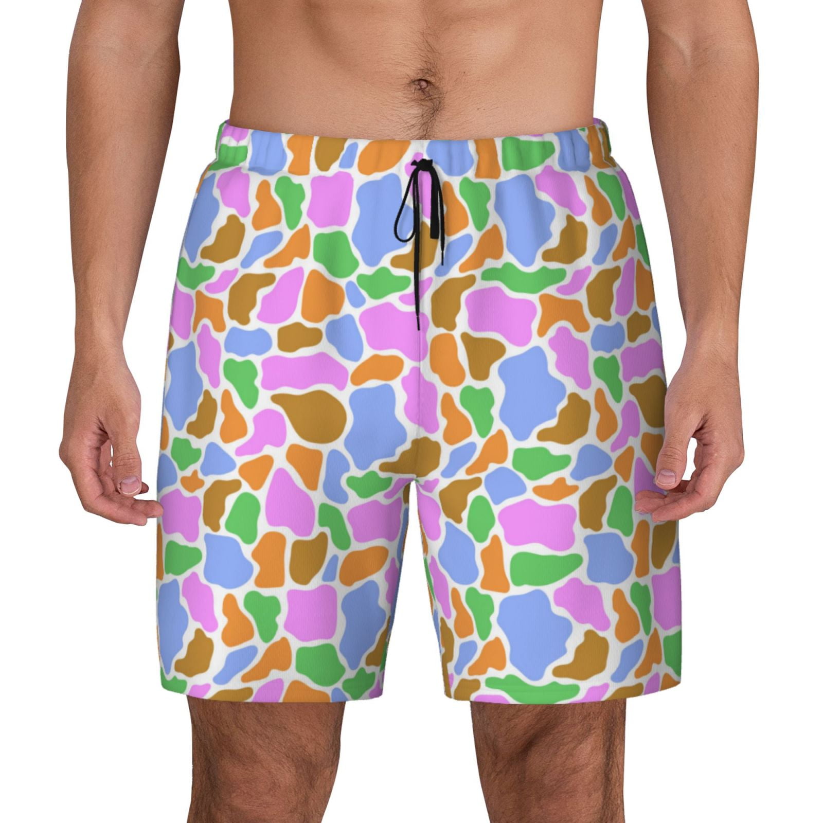 Balery Colorful Cow Skin Mens Swim Trunks Swim Shorts for Men Quick Dry ...